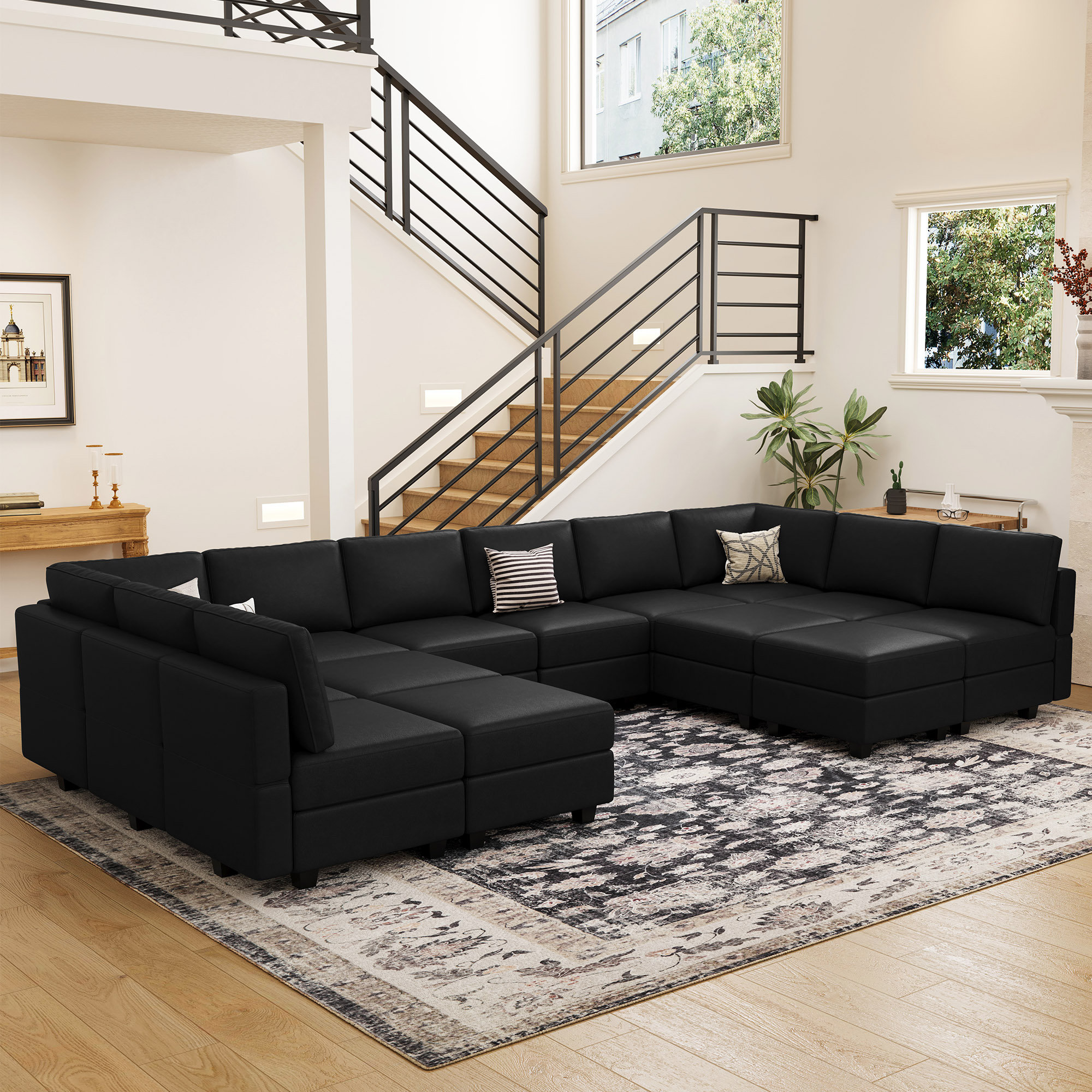Hokku Designs Ancram Oversized 14-Seats U Shaped Sofa Storage Sleeper ...