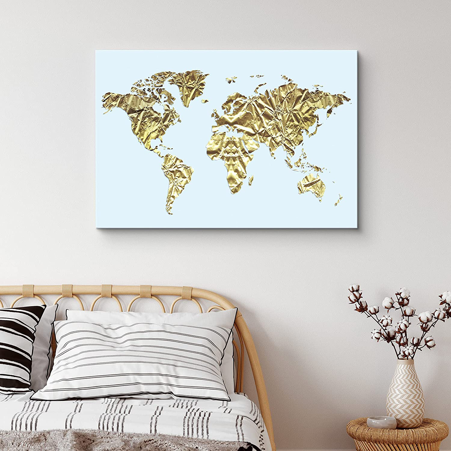 IDEA4WALL World Map Landscape Islands - Wrapped Canvas Print | Wayfair