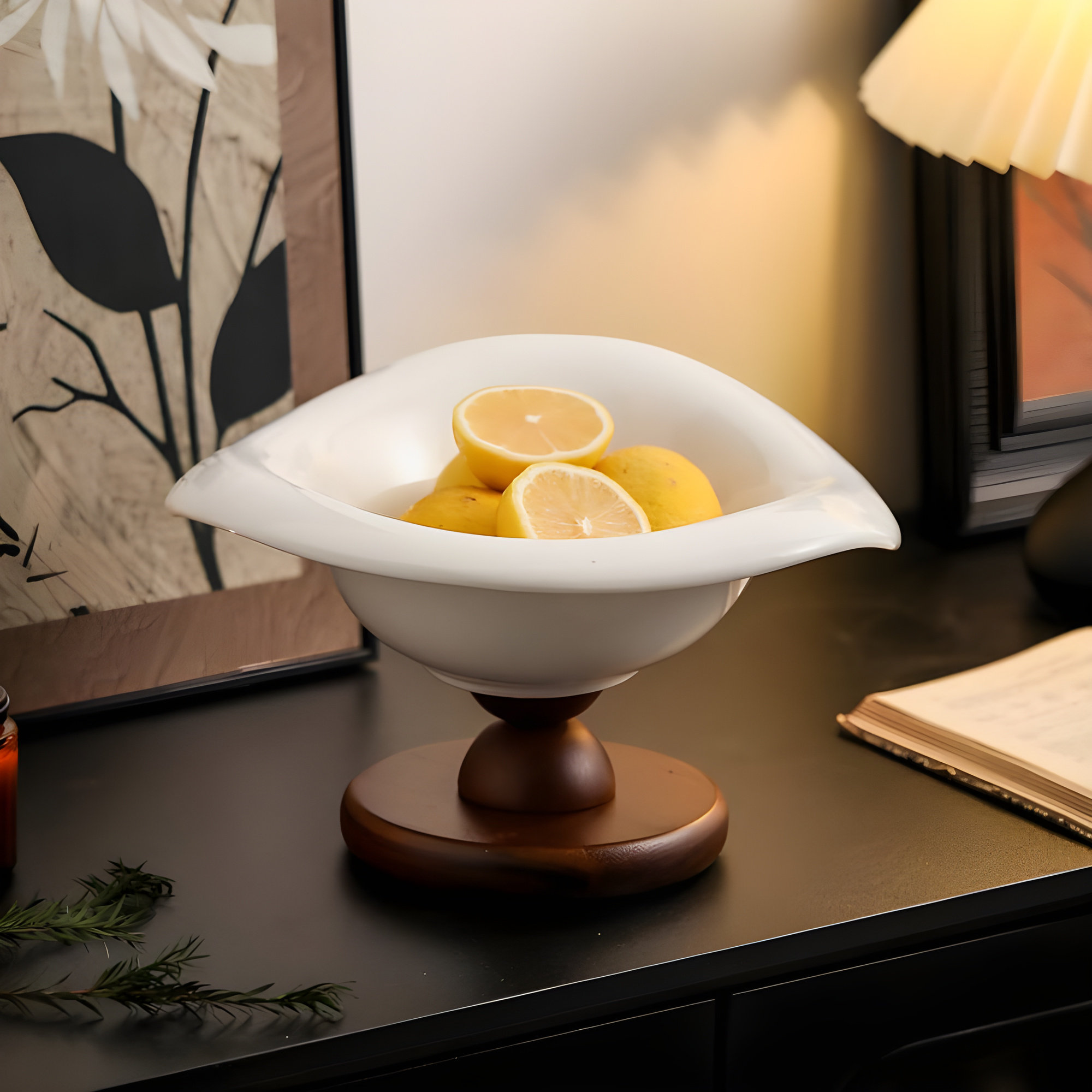 Padise Epoch Light Luxury Retro Style Ceramic Shaped Tray - Acacia Wood ...