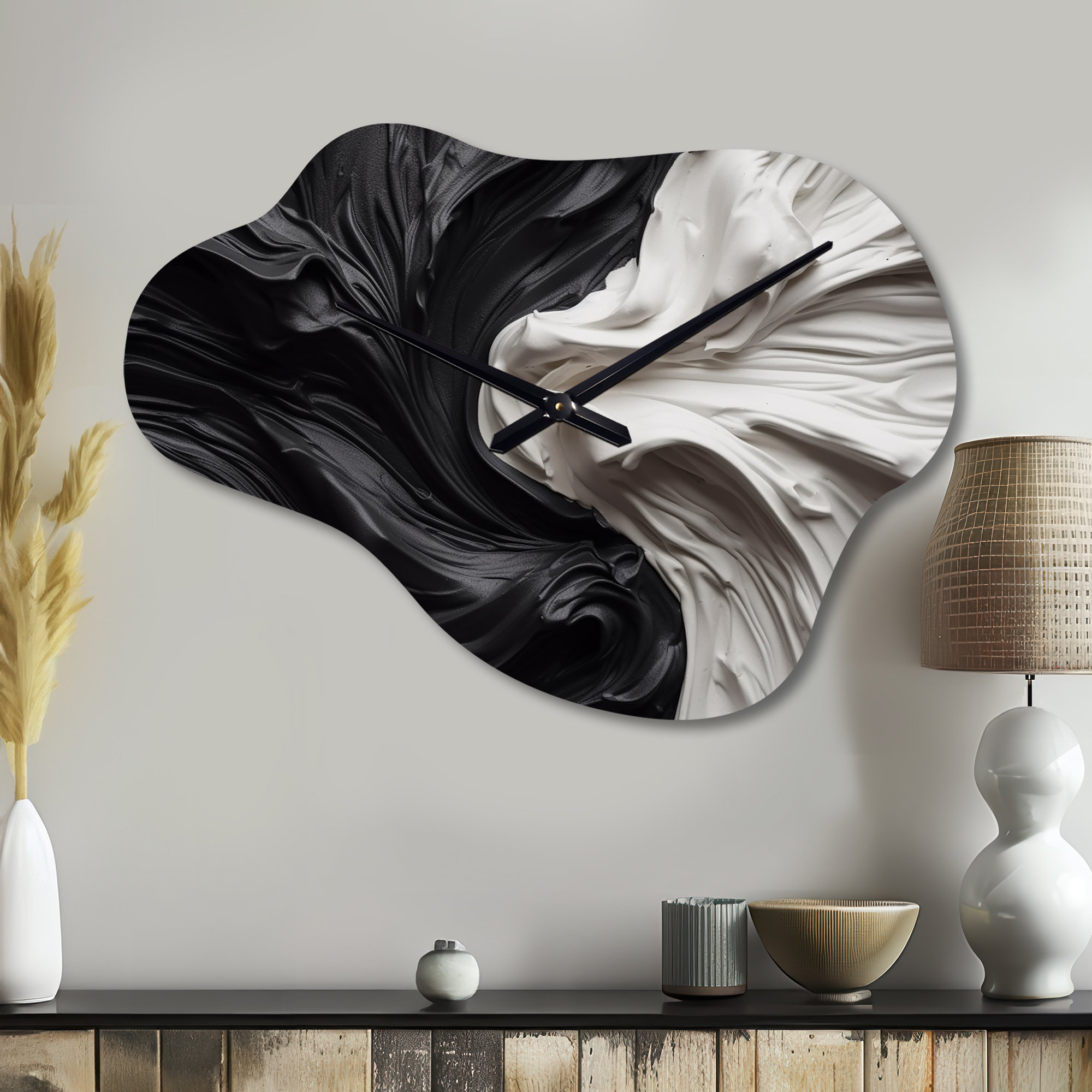 East Urban Home Black White Marbled Dreamscape V - Cloud Geometric ...