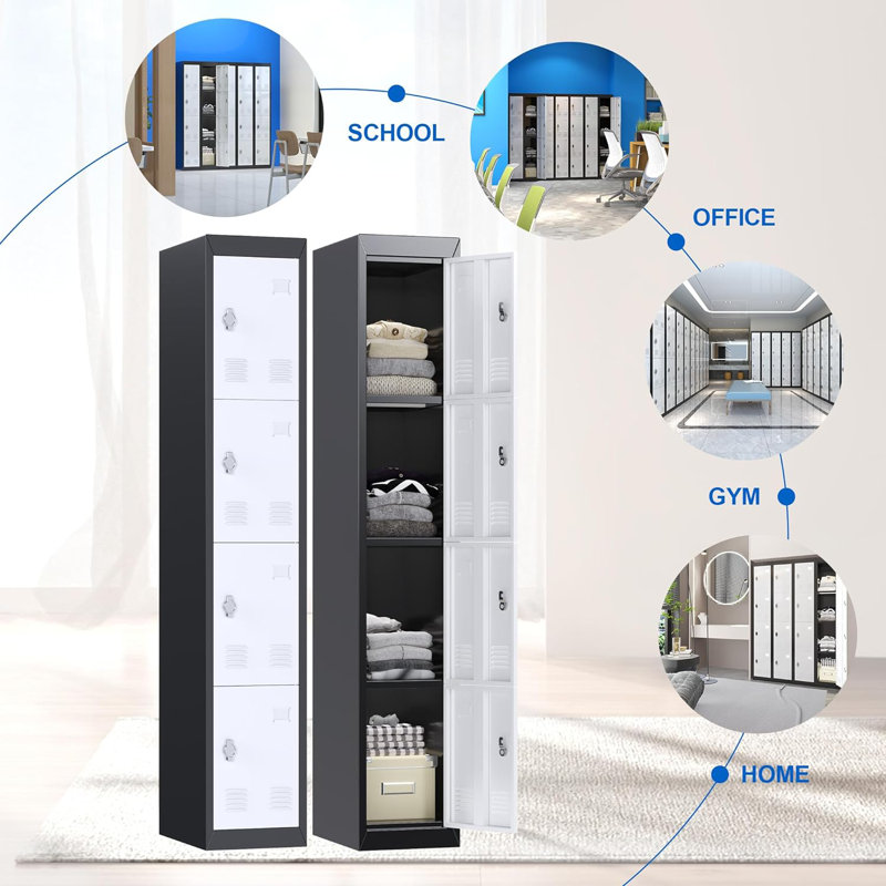 Ebern Designs Chartez Locker, 4 Door Lockable Steel Storage Cabinet for ...