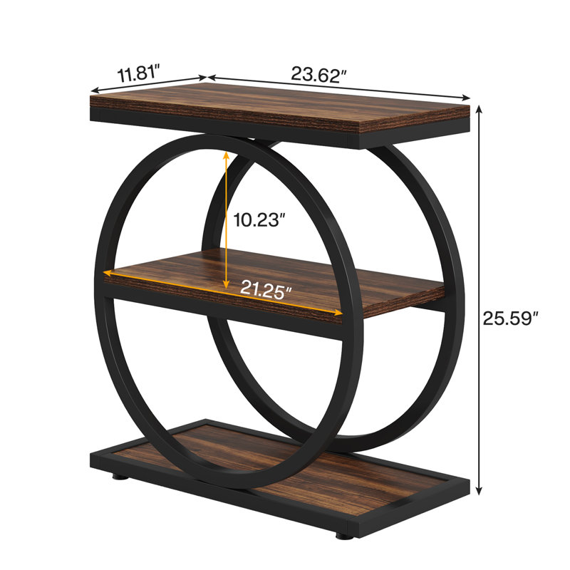 17 Stories Marquille End Table, Small Side Table with Shelves for ...