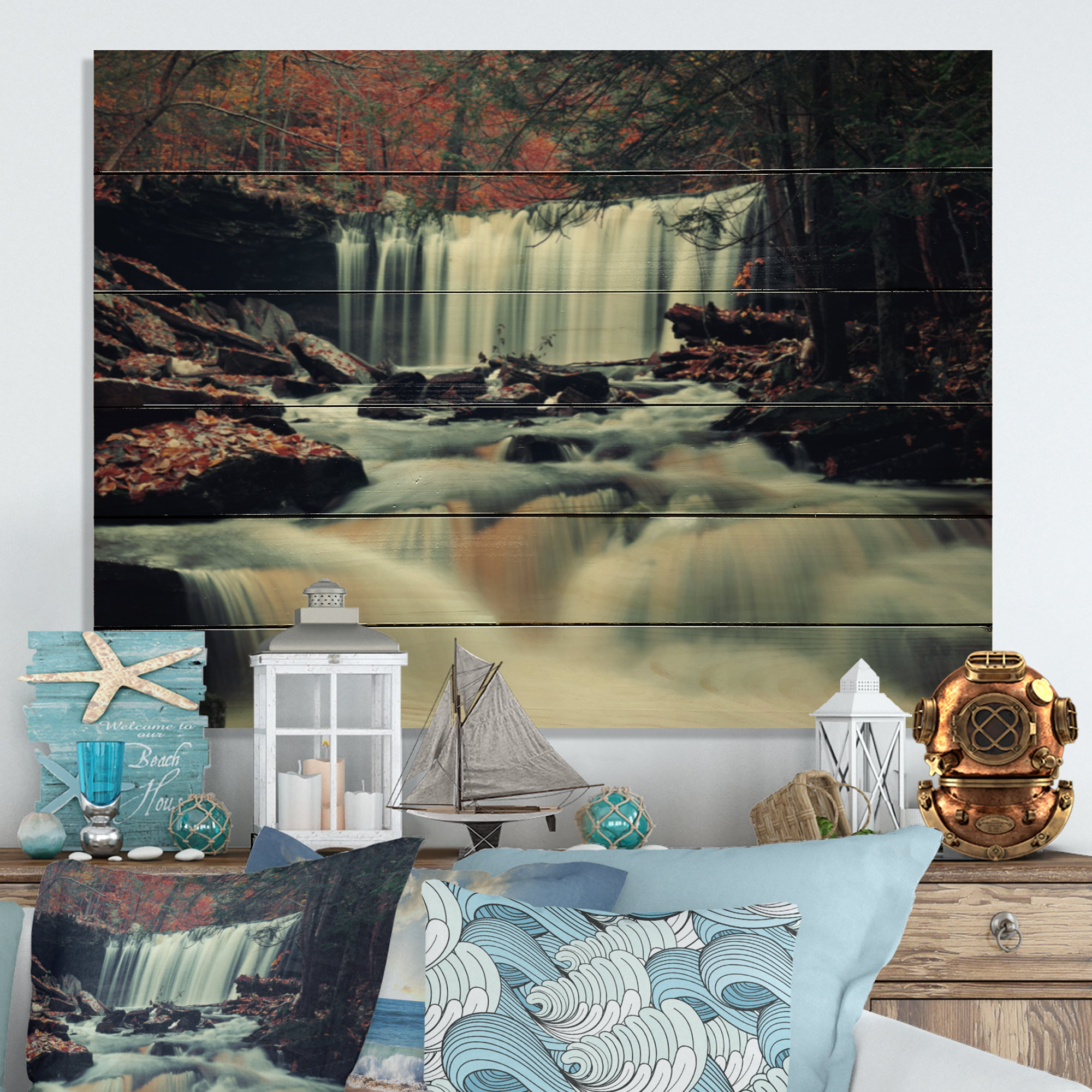 Millwood Pines Autumn Waterfalls In Mystic Forest - Traditional Wood ...