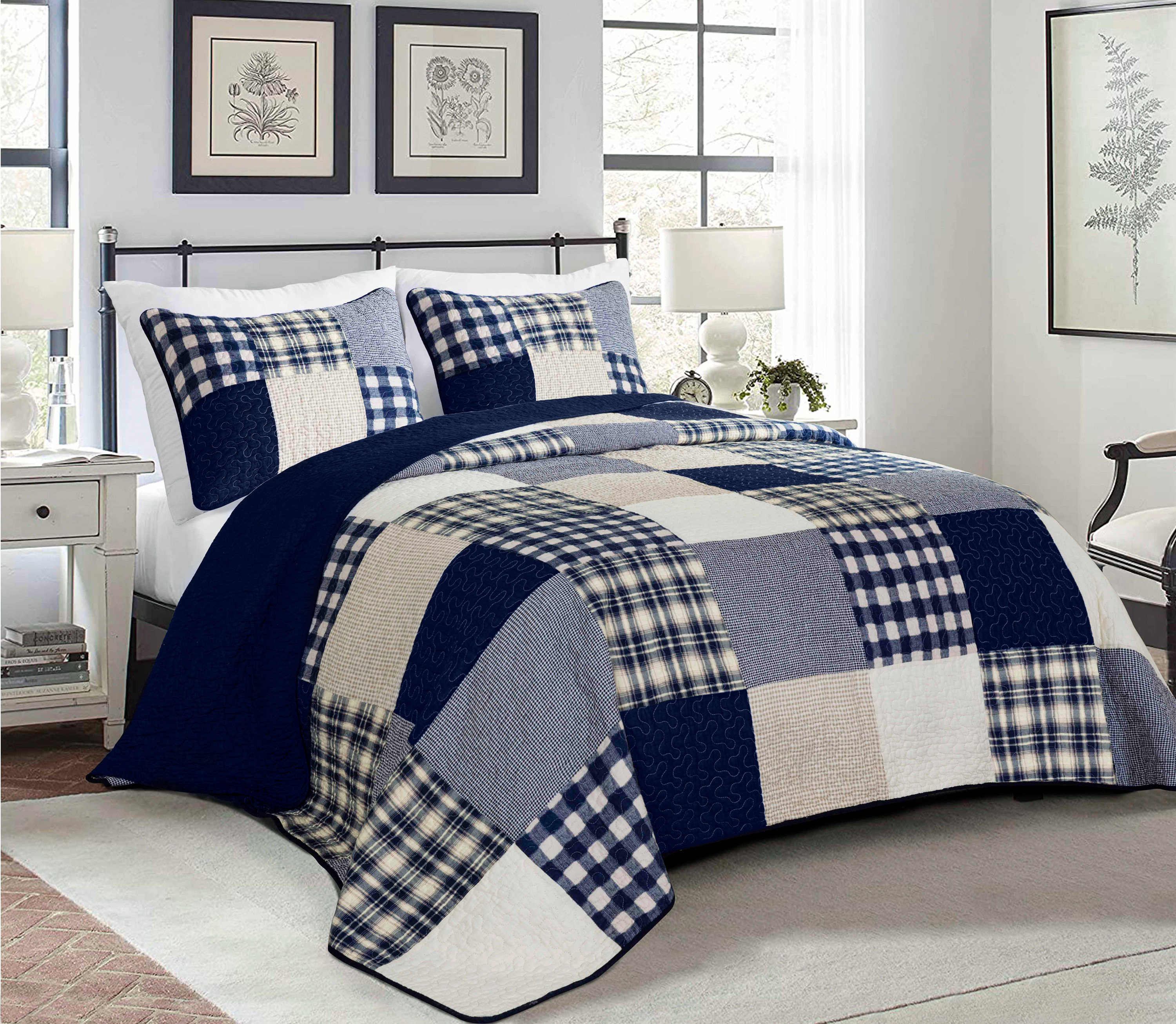 Chezmoi Collection Plaid Buffalo Check Patchwork Washed Cotton Quilt ...
