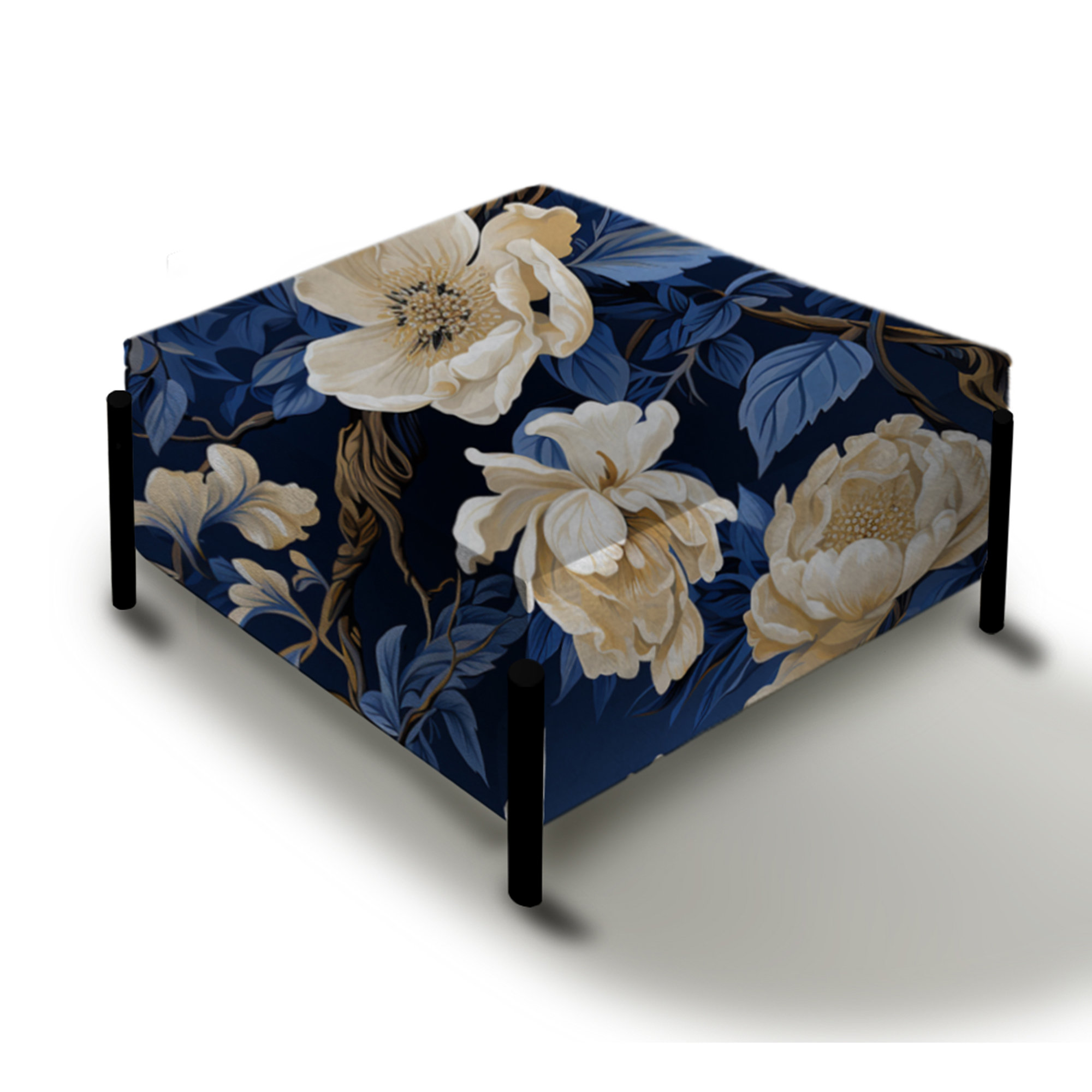 Design Art Cobalt Blue Chinoiserie Victorian Pattern - Floral Large ...