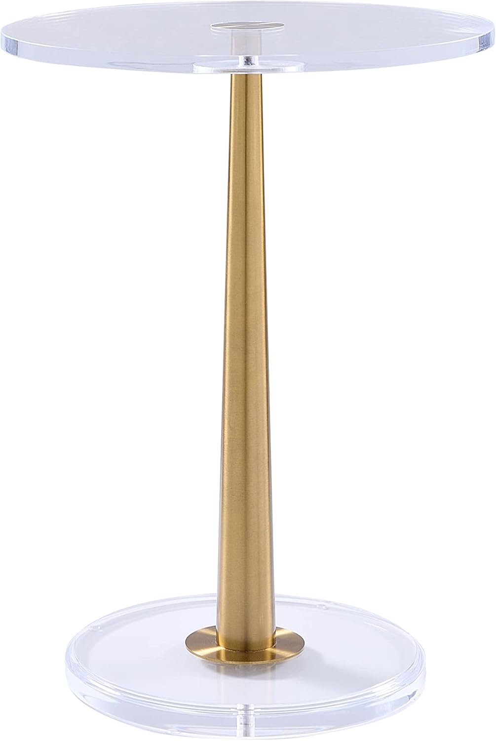 Everly Quinn Clear Acrylic Side/End Table With Brushed Gold Metal Cone ...