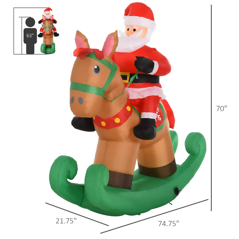 The Holiday Aisle® Santa Claus Riding Rocking Horse Christmas ...
