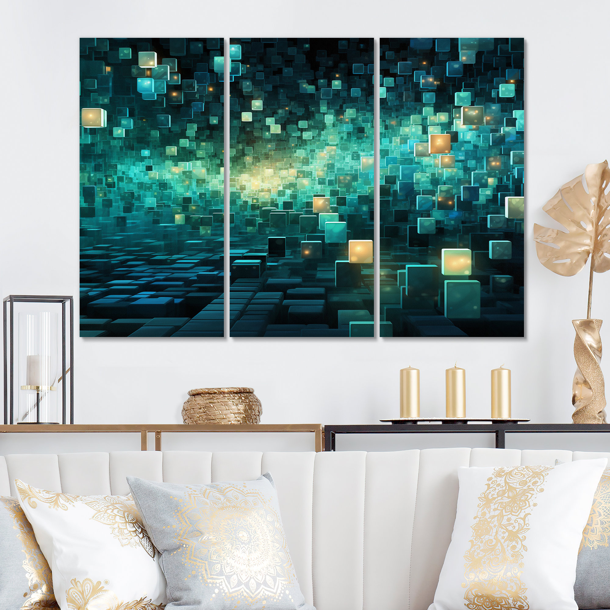 Brayden Studio® Matrix Galaxy Abstract Deep Blue And Turquoise IV On ...