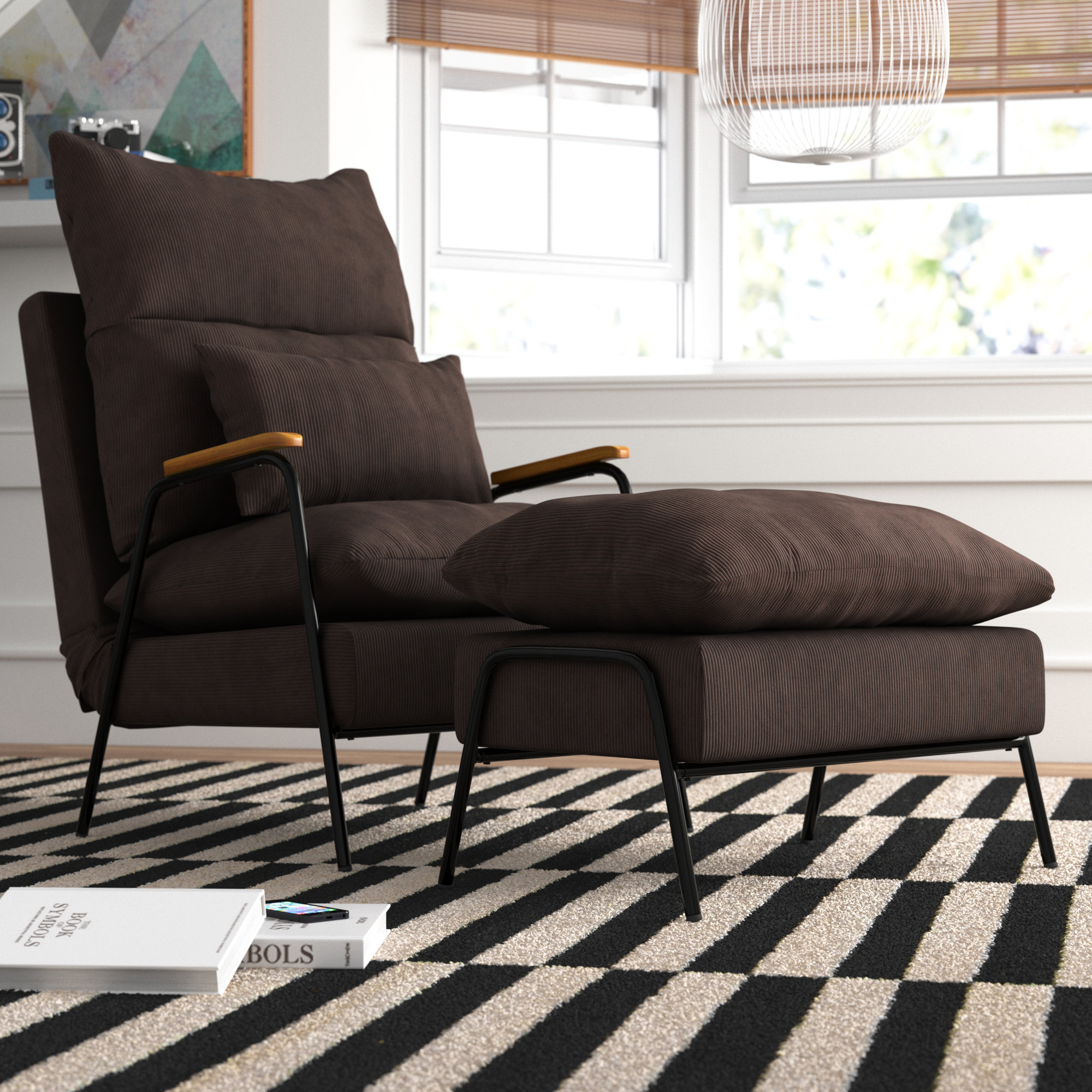Wade Logan Modern Accent Recliner with Ottoman, Linen Fabric Armchair ...