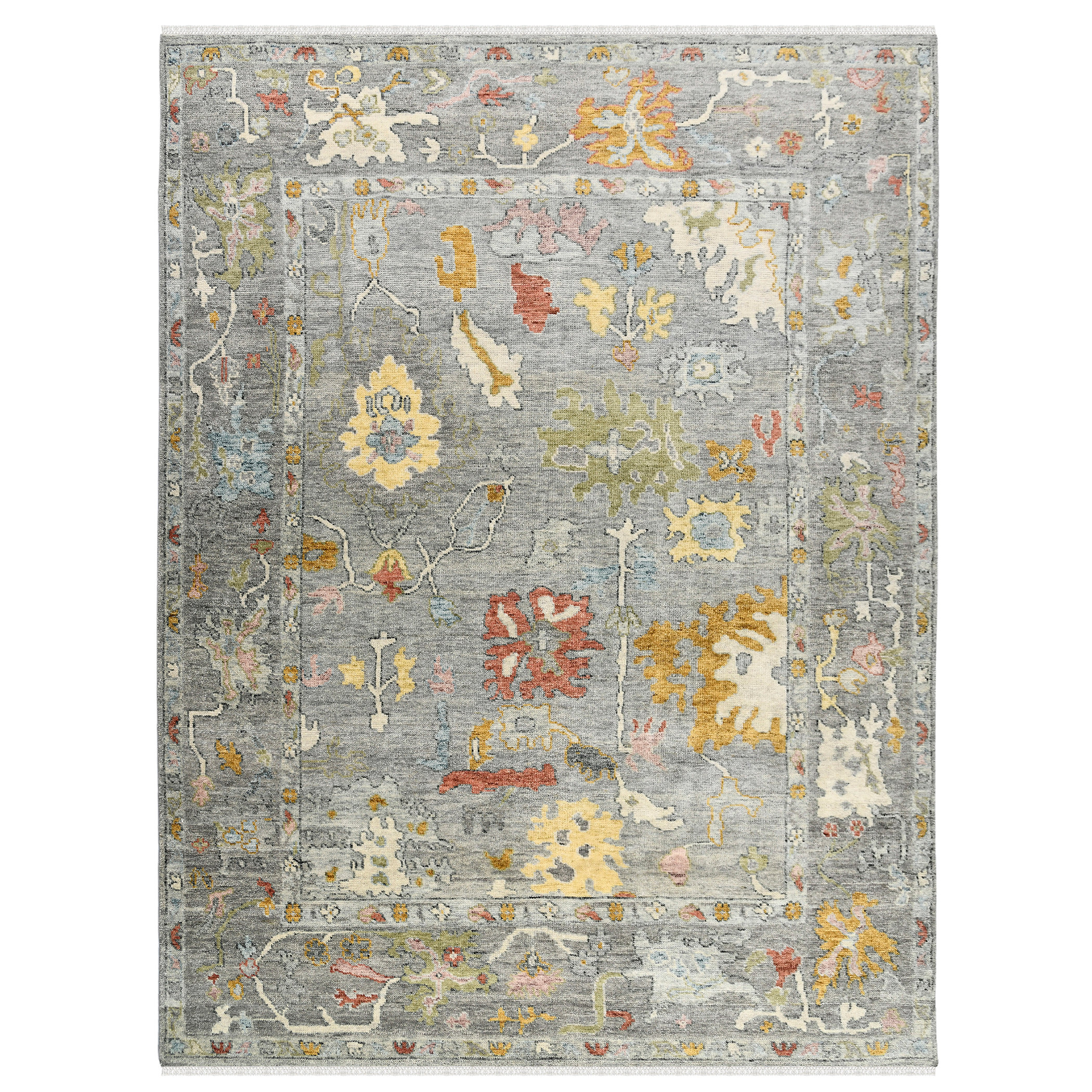 Bungalow Rose Torina Oriental Handmade Hand-Knotted Area Rug in Gray ...