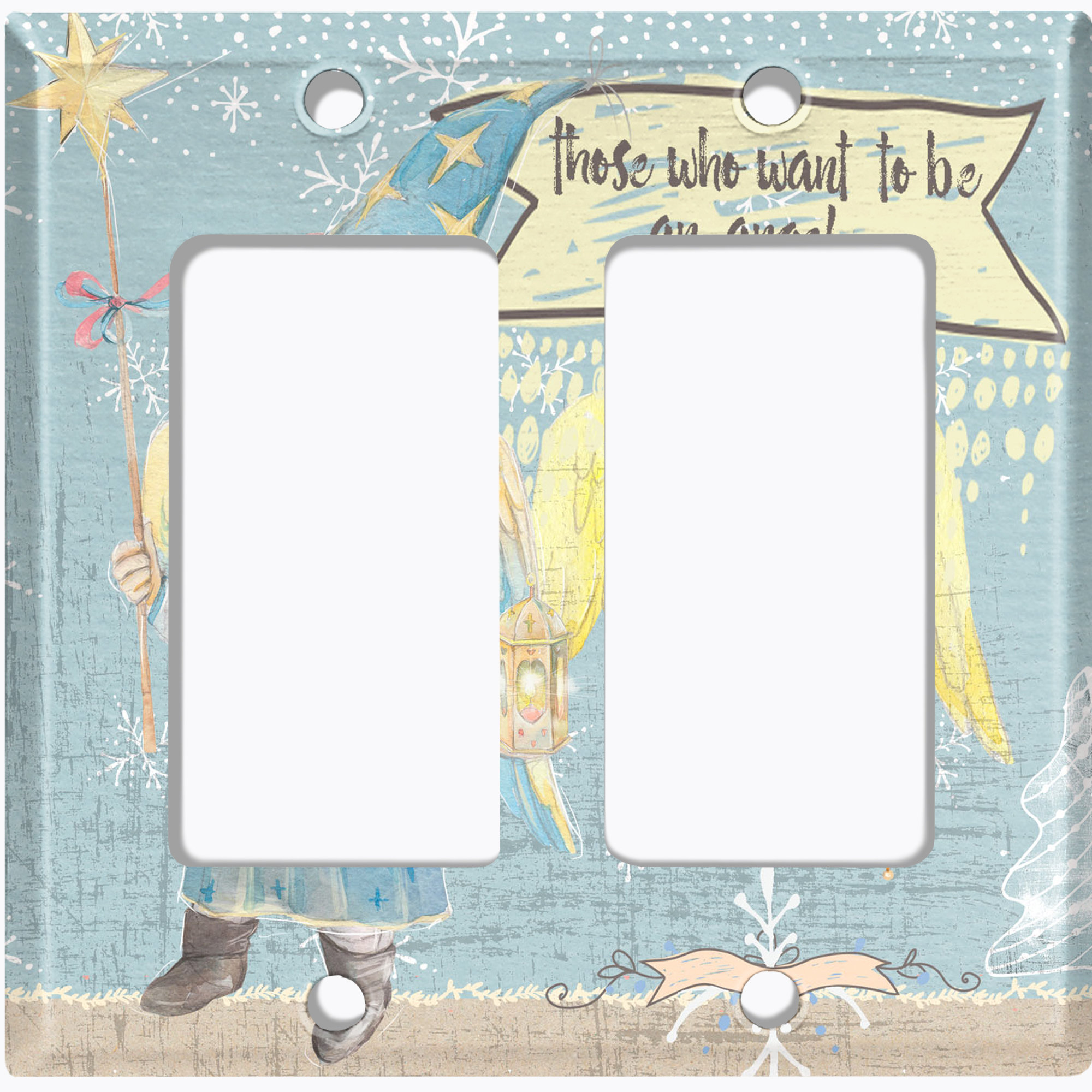WorldAcc Angel Wings Snow Stars Bells 1-Gang Rocker Wall Plate ...