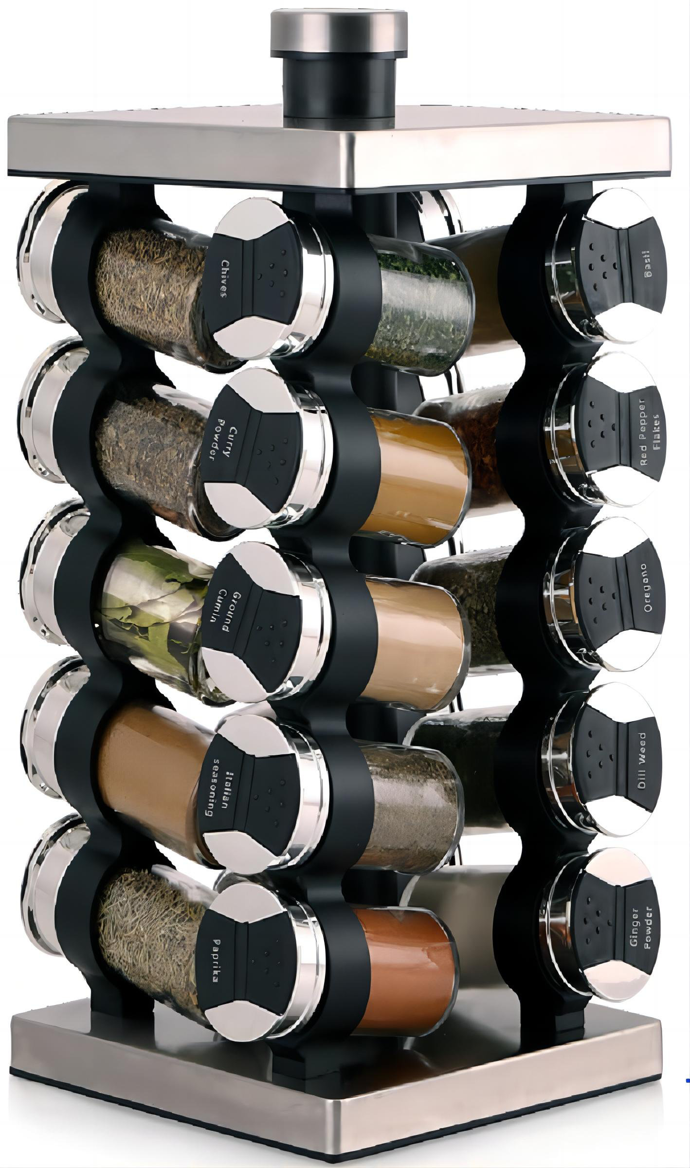 Latitude Run® 20 Jar Spice Rack With Spices Included - Tower Organizer ...