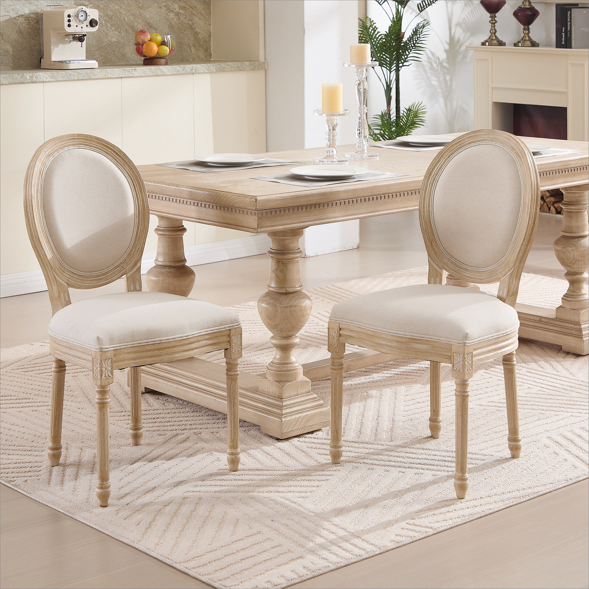 One Allium Way® French Country Dining Chairs Set of 2, Upholstered ...