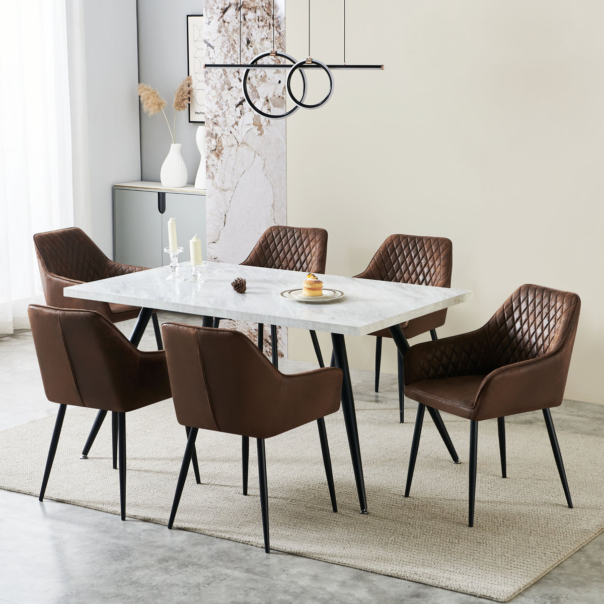 Corrigan Studio Lathrup Vintage Suede Upholstered Arm Dining Chair ...