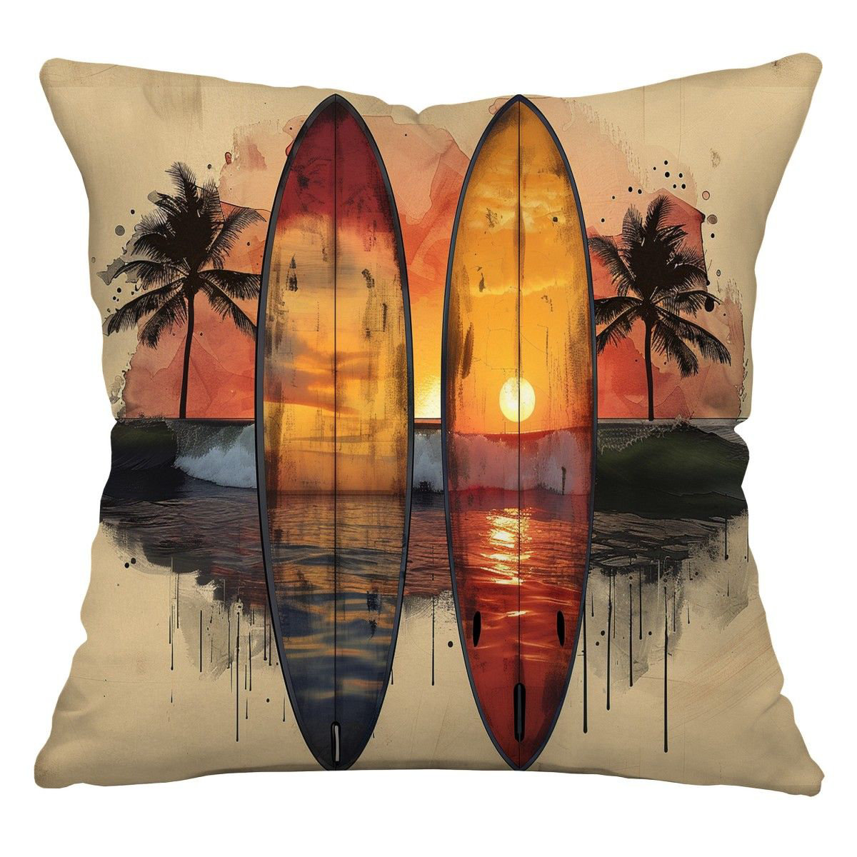 VisionDecor Surfing Throw Pillow, Sport Cotton Twill Pillows | Wayfair