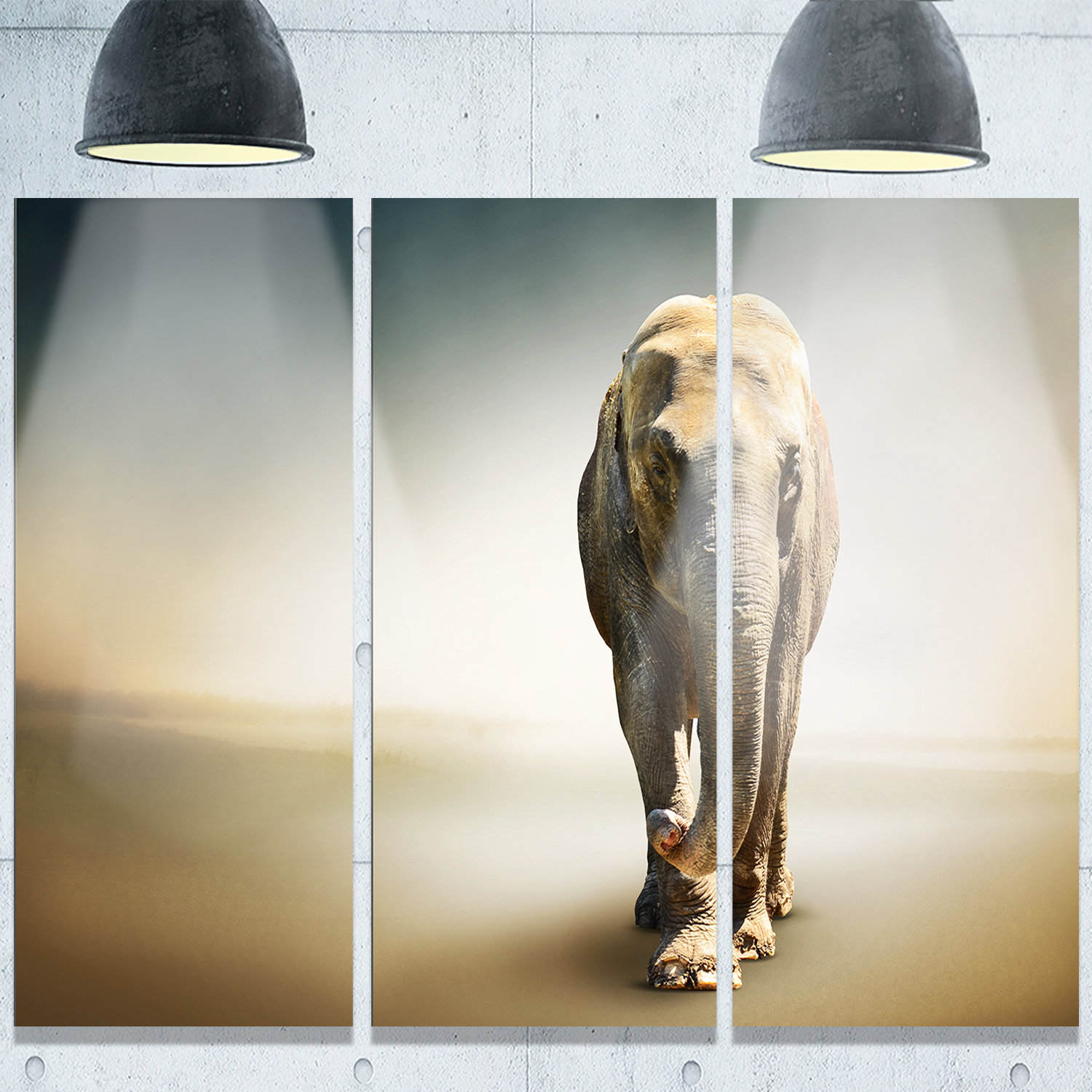 Design Art 'Smart Elephant Walking' 3 Piece Graphic Art on Metal Set ...