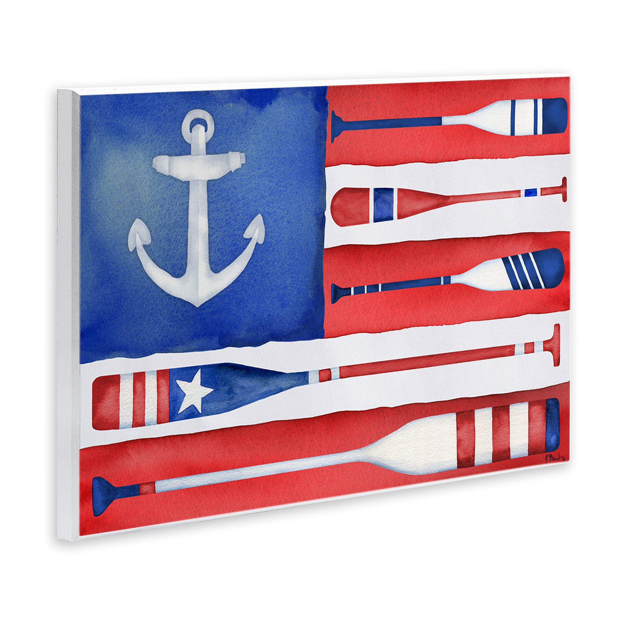 Charlton Home® Patriotic Oar Flag Wall Plaque Art by Paul Brent | Wayfair