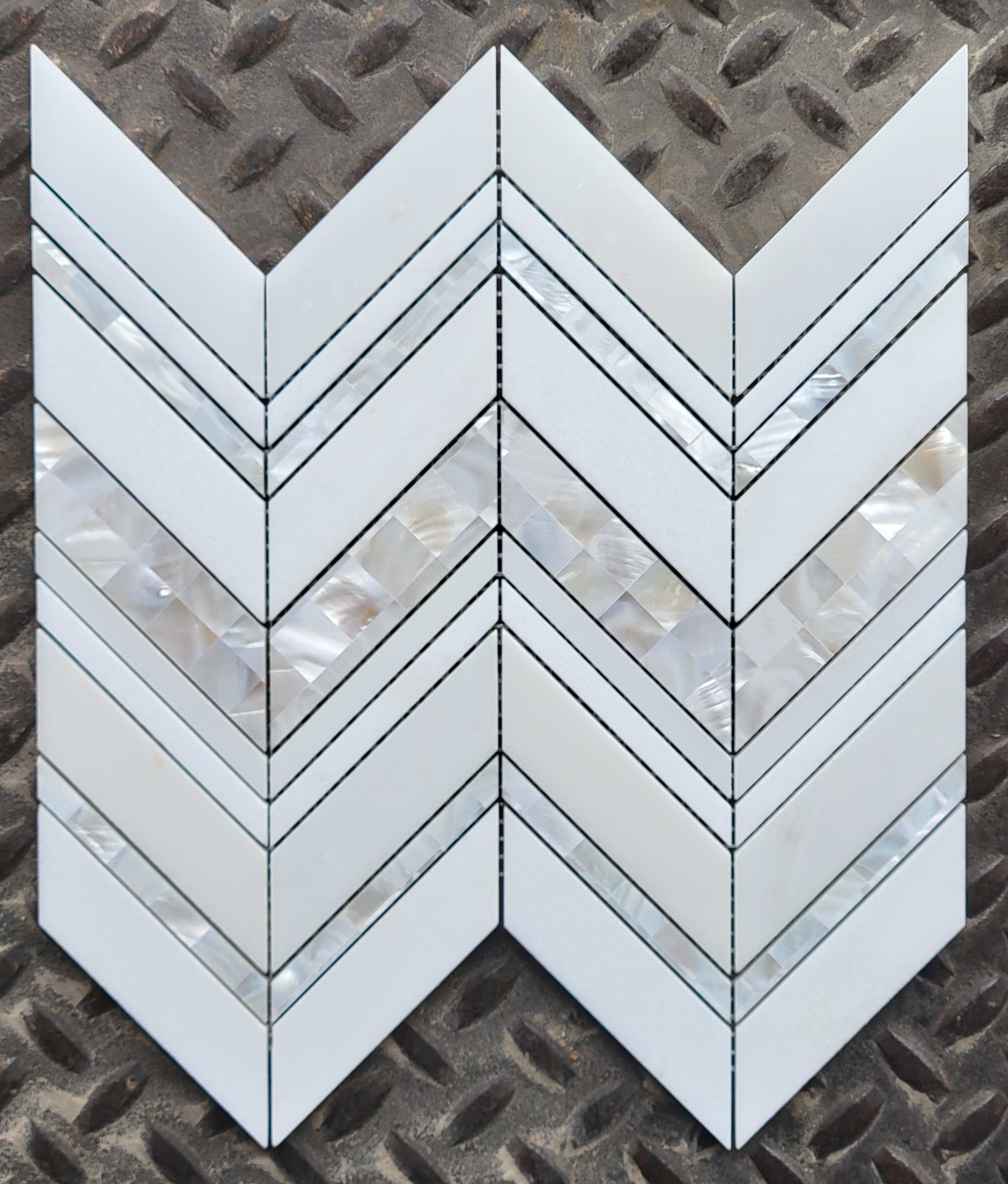 Mango Tile Seashell Herringbone Mosaic Wall Tile | Wayfair
