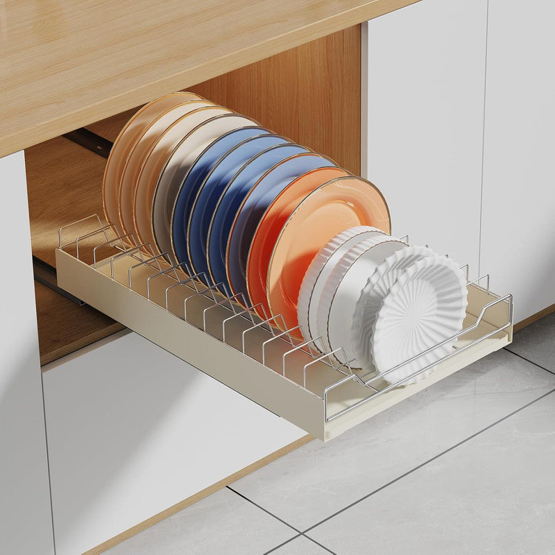 Rebrilliant Pull Out Dish Rack, Metal Slide Out Dish Drying Rack, Fixed ...