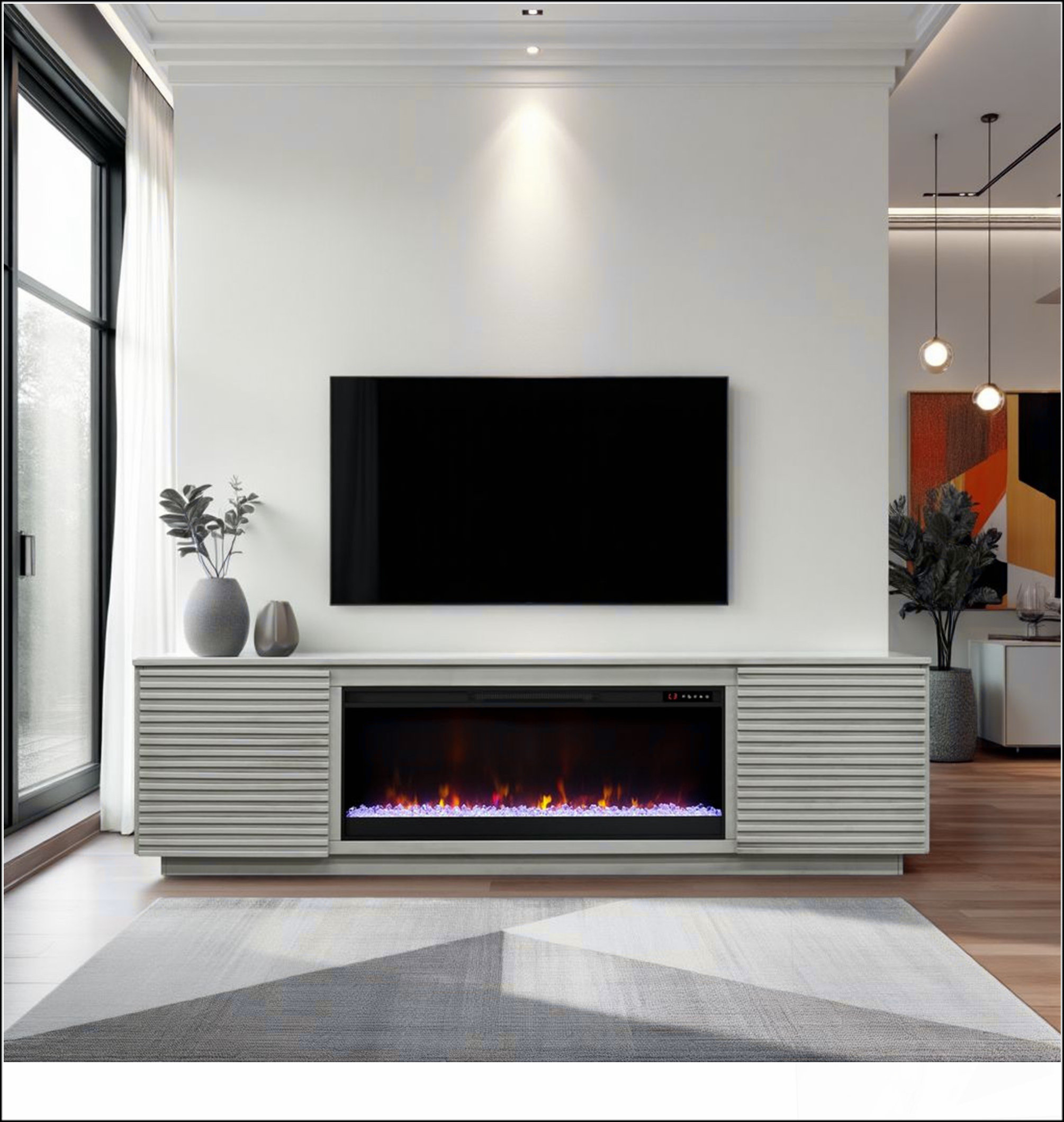 Hokku Designs 89 inch Fireplace TV Stand for TVs up to 100 inches ...