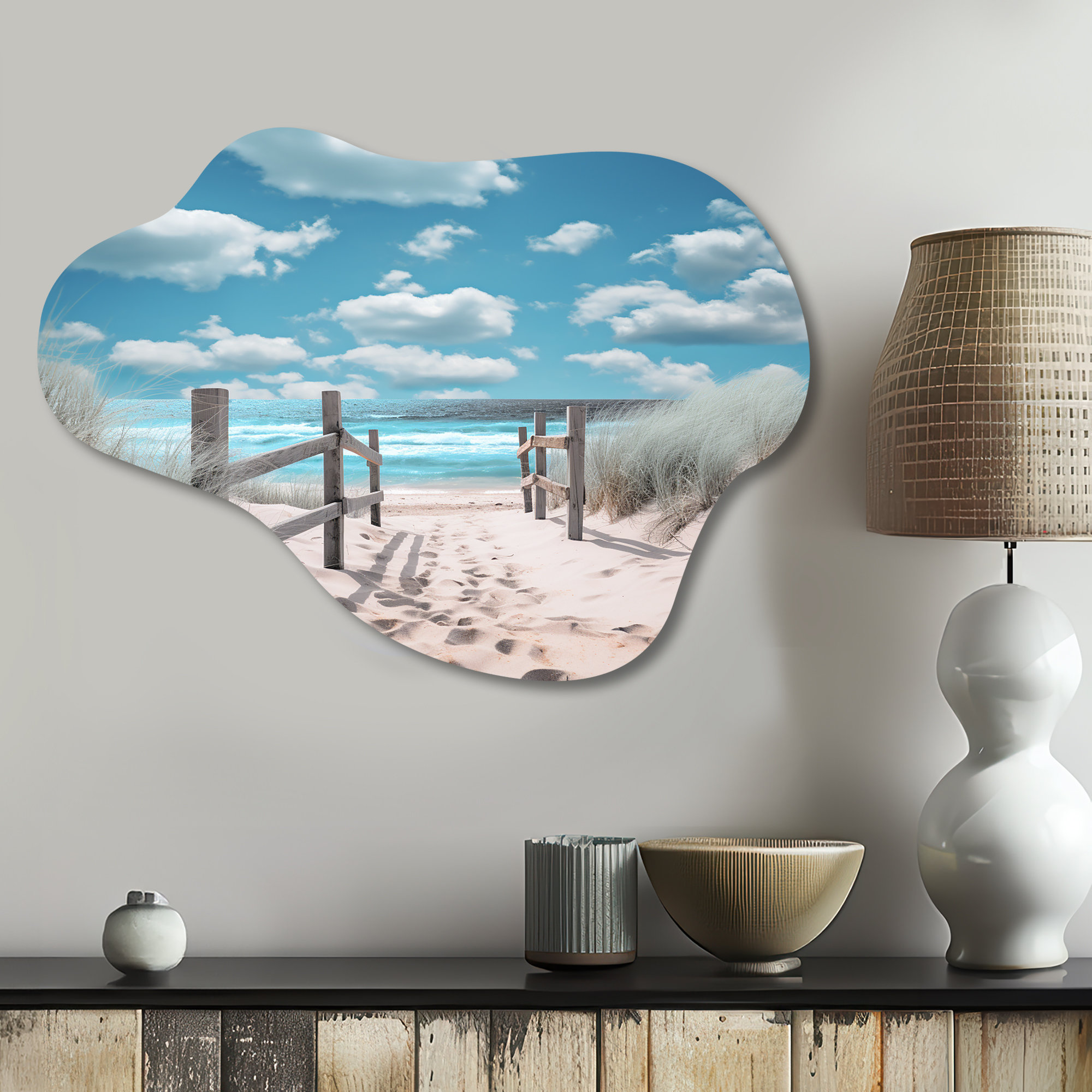Rosecliff Heights Beach Seascape Dreams Path I - Coastal Beach Cloud ...