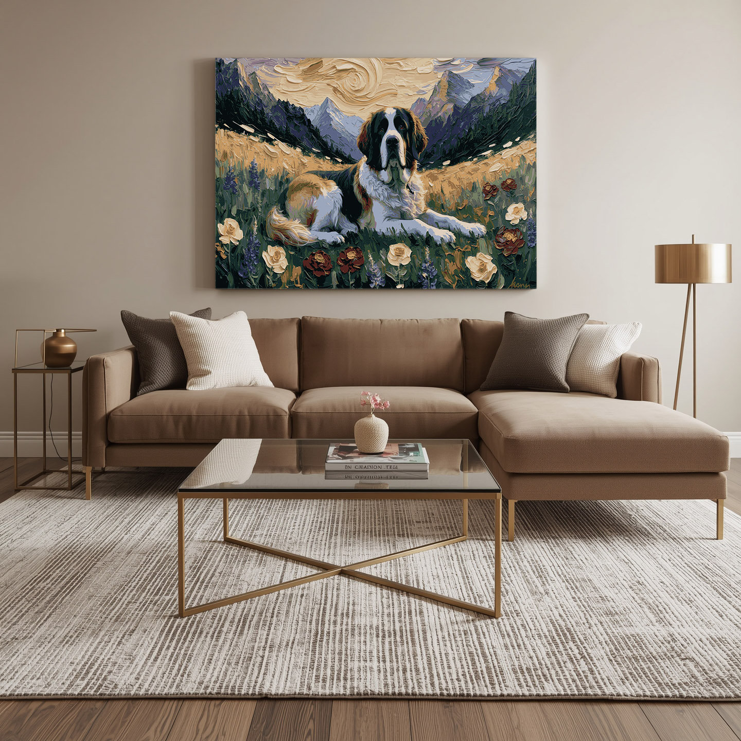 Union Rustic Dogs Saint Bernard Blue Canvas Wall Art | Wayfair
