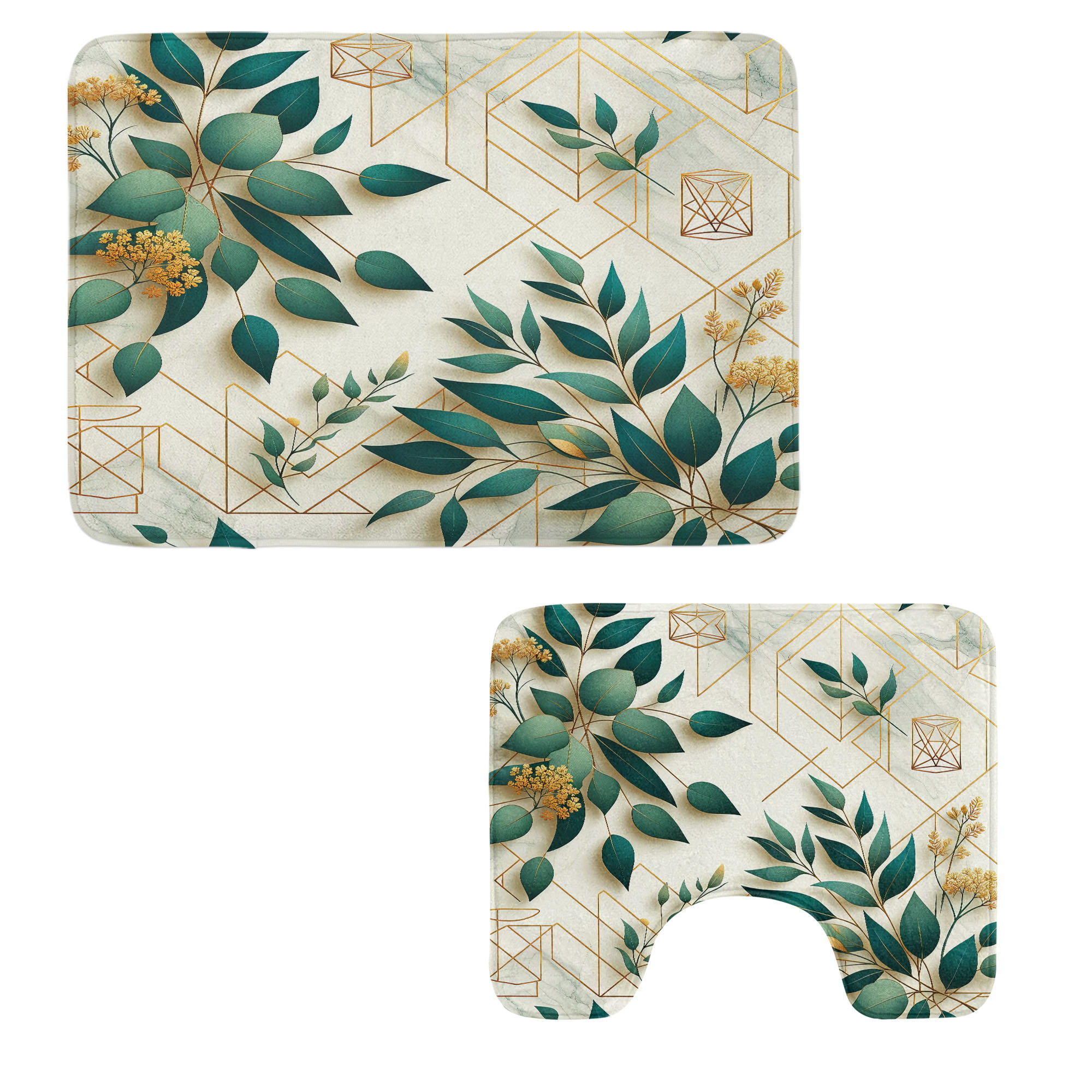 East Urban Home Eucalyptus Leaves Bathroom Rug Set 2 Pieces Rectangle ...