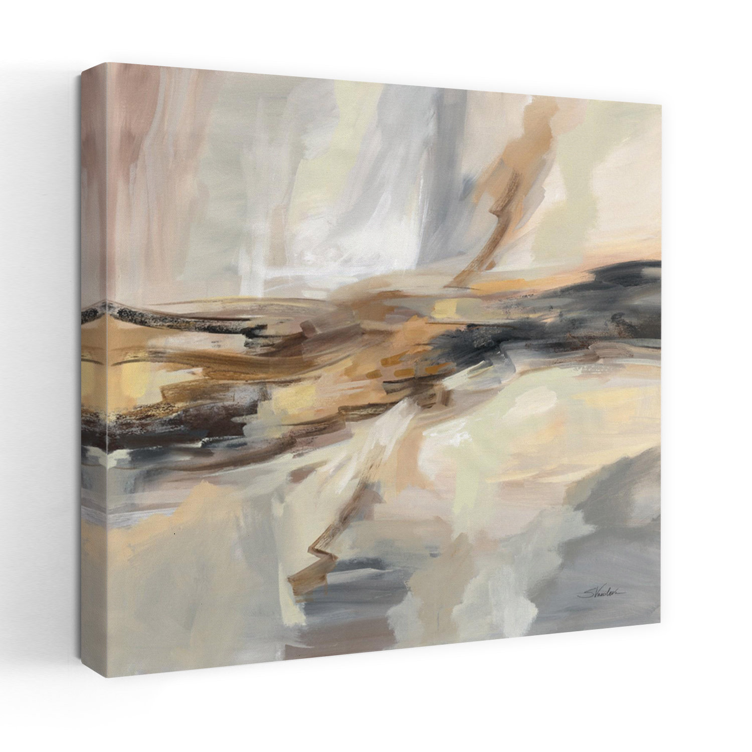 Latitude Run® Contemporary Distant Land With Abstract Black Art | Wayfair