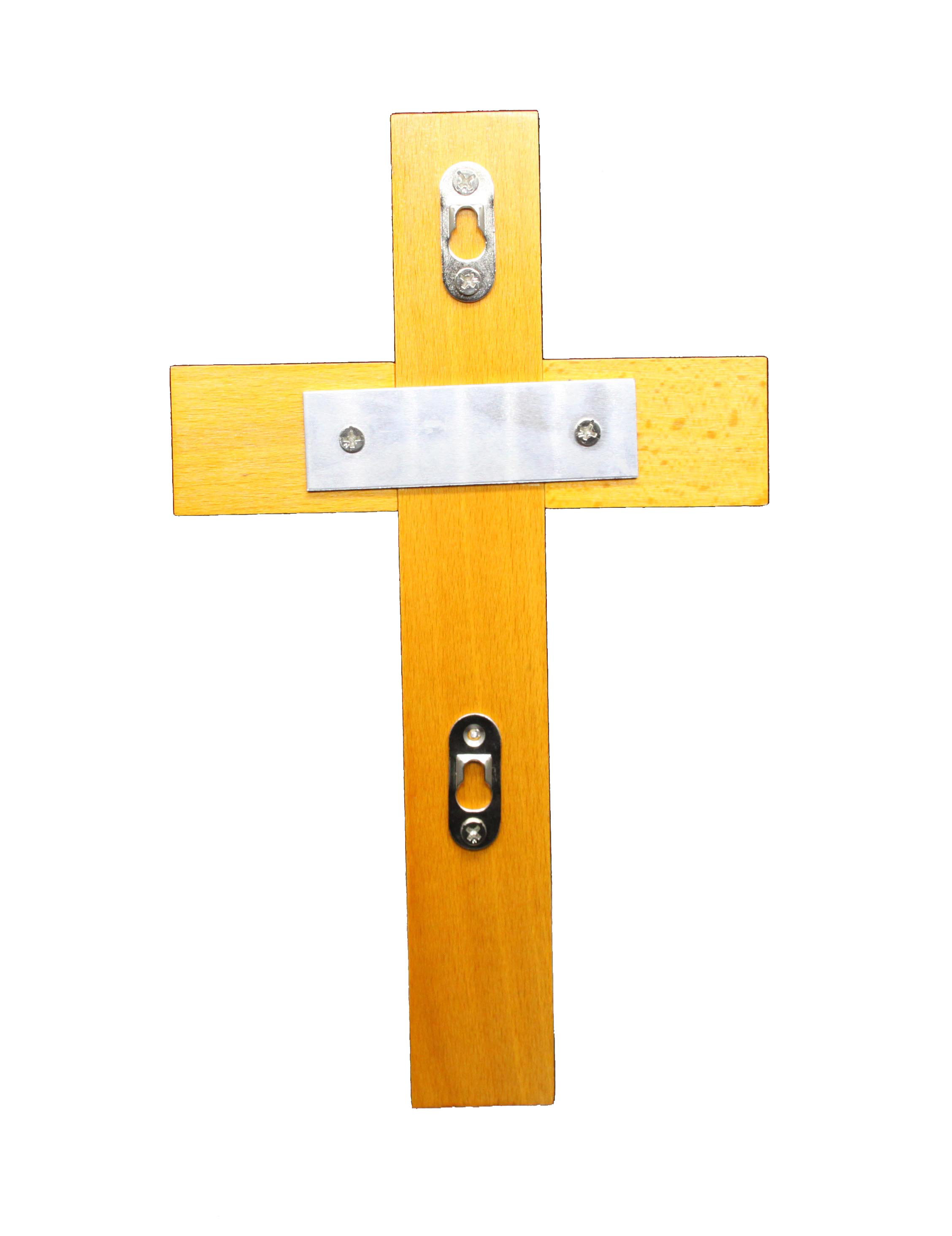 The Holiday Aisle® 7 x 12" Solid Wooden Cross Wall Mount in Medium Oak ...