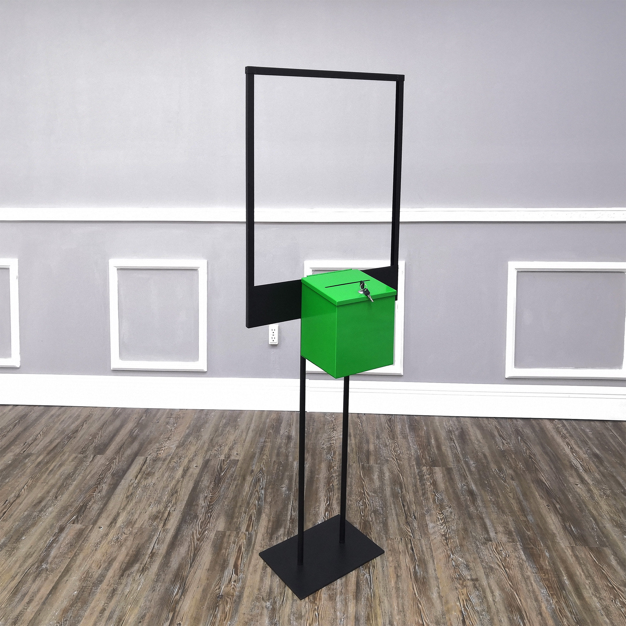 FixtureDisplays Poster Stand with Metal Donation Box Suggestion Box ...