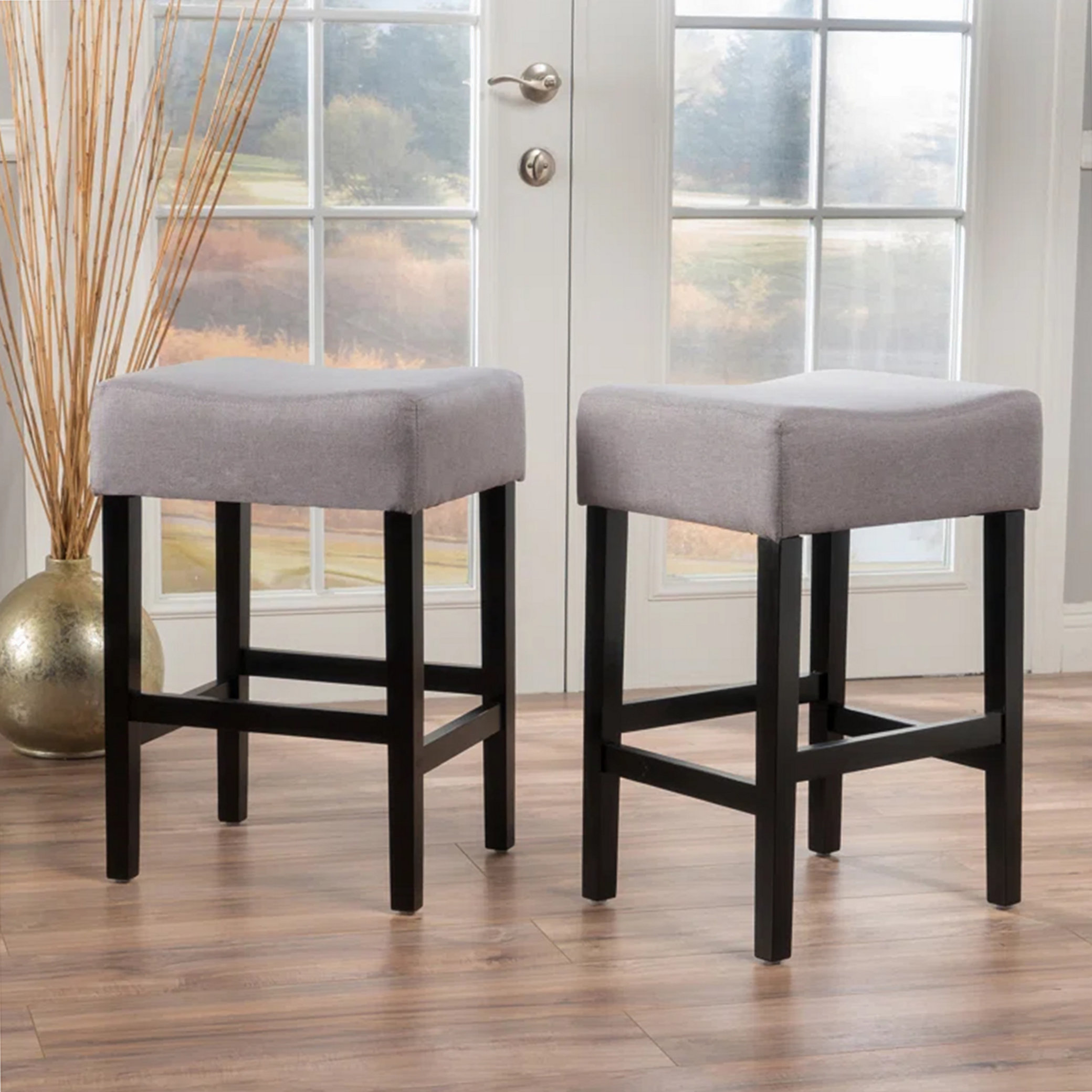 Winston Porter Susyn Upholstered 26.75'' Counter Stool with Solid Wood ...