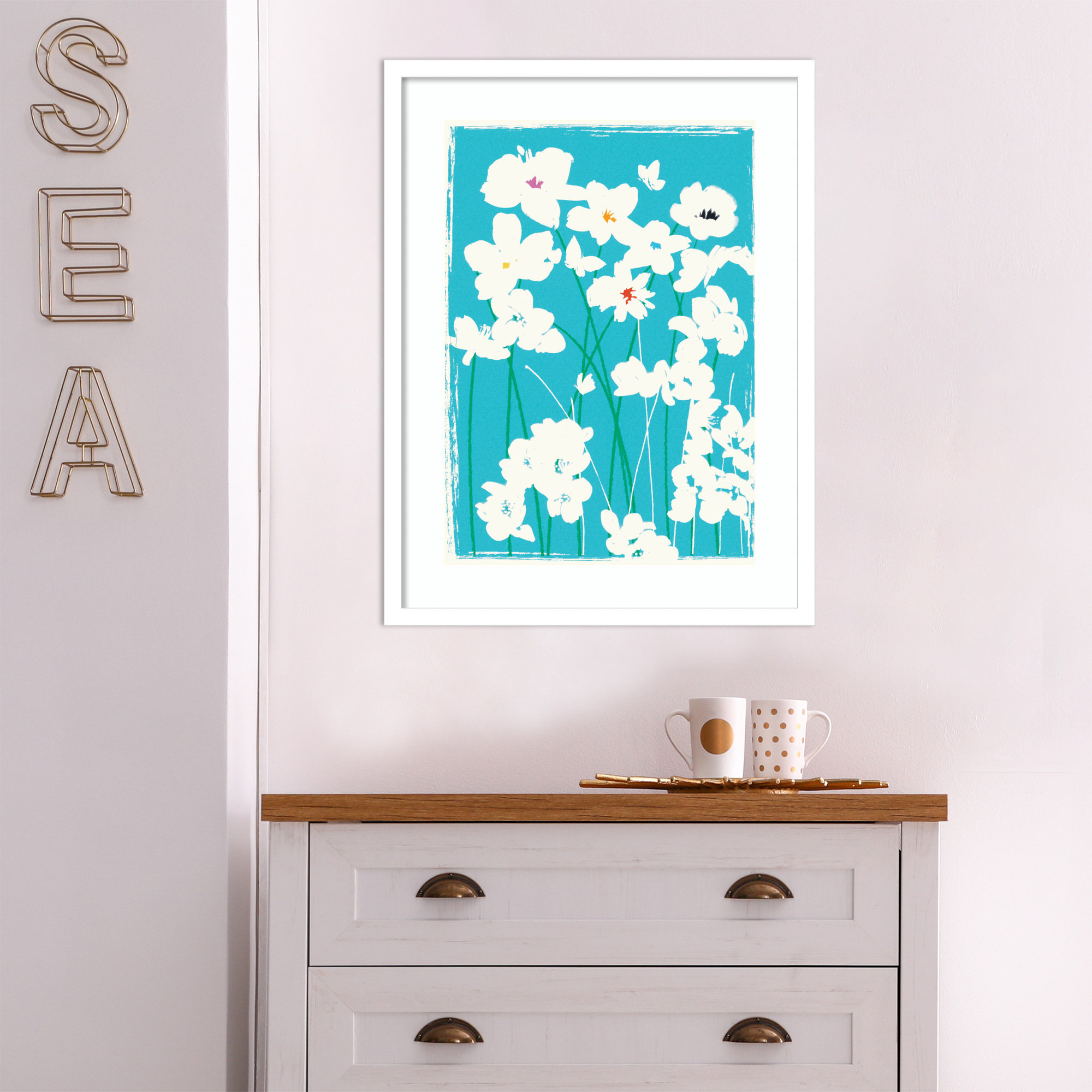 Red Barrel Studio® Turquoise Flowers by Jenny Frean - Single Picture ...