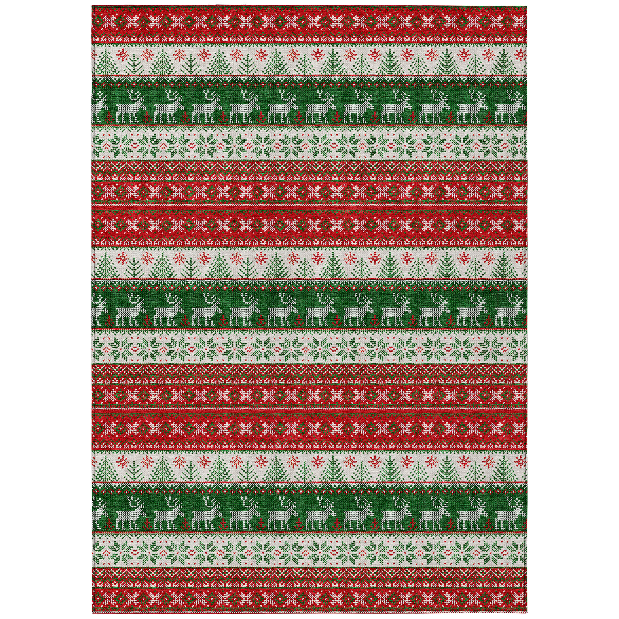 Addison Rugs Machine Washable Indoor/Outdoor Christmas Reindeers ...