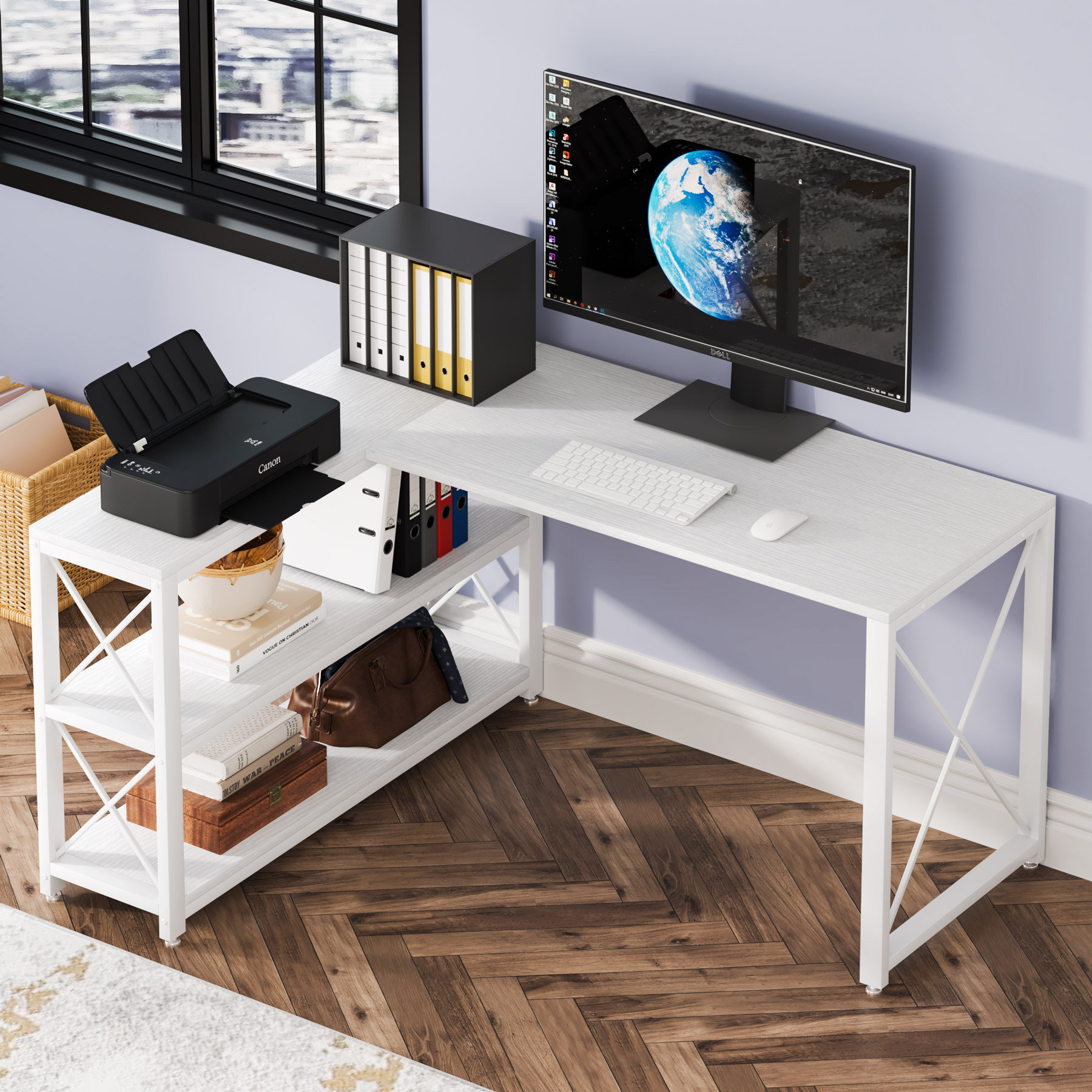 17 Stories Sissie L-Shaped Metal Base Computer Desk & Reviews | Wayfair