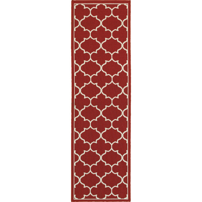 Lark Manor Russo Geometric Brick Red/Ivory Indoor/Outdoor Area Rug ...