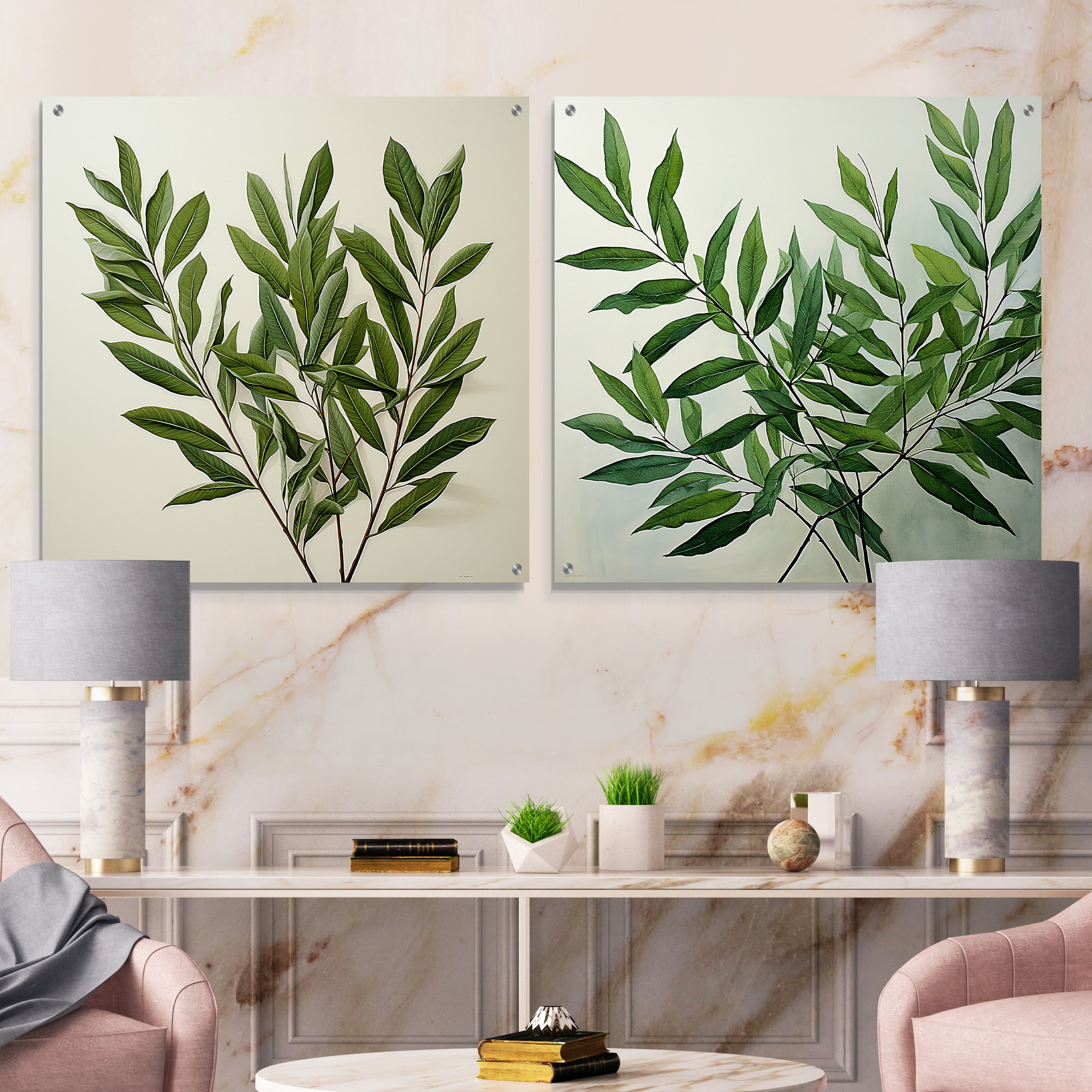 Lark Manor™ Olive Outline Minimalist Leaves Foliage - Leaves Acrylic ...