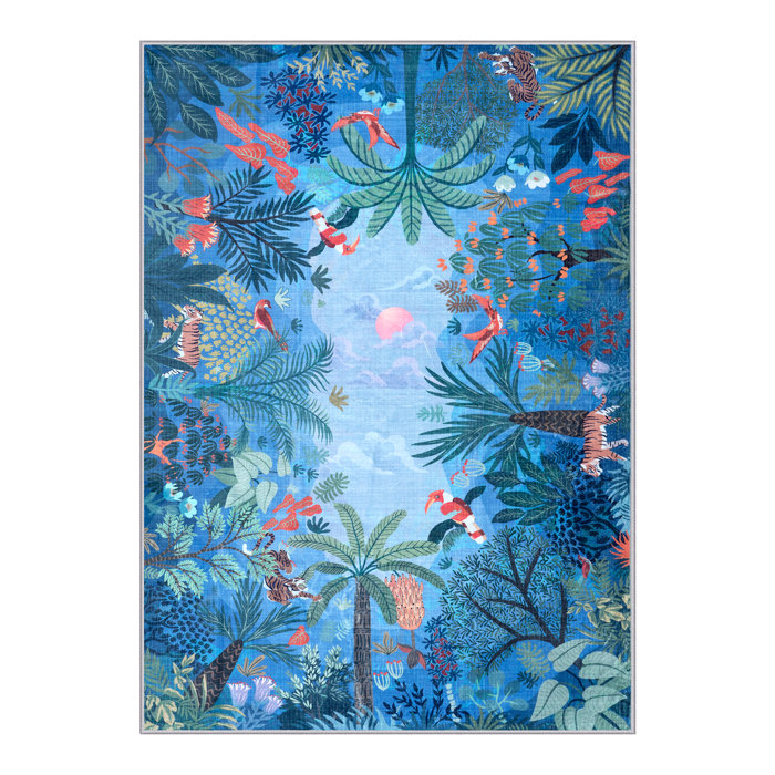 Bungalow Rose Jungle Animal Print Washable Area Rugs for Bedroom ...