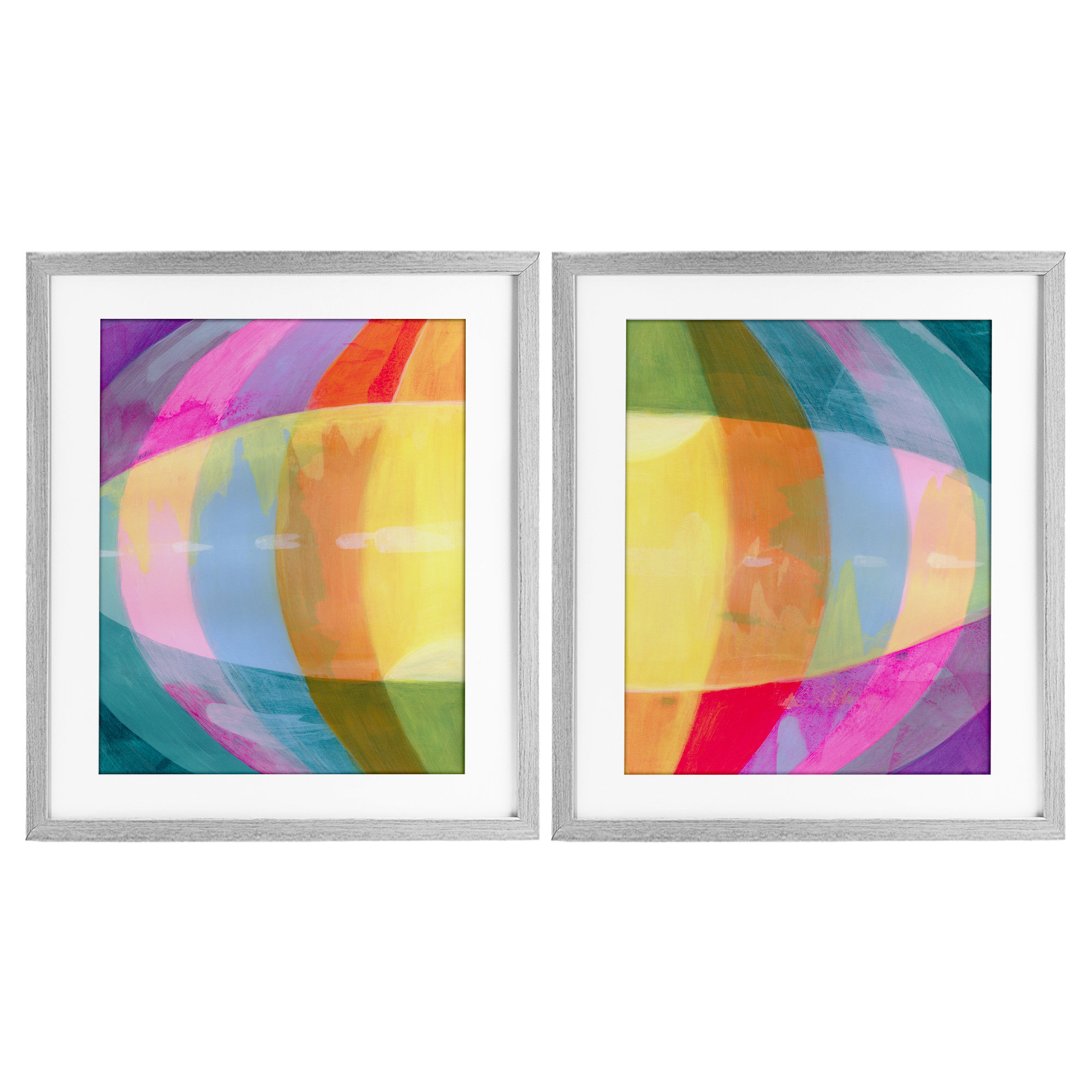 Latitude Run® Oblique Neon Flare 2pc Framed Print Under Glass Set ...