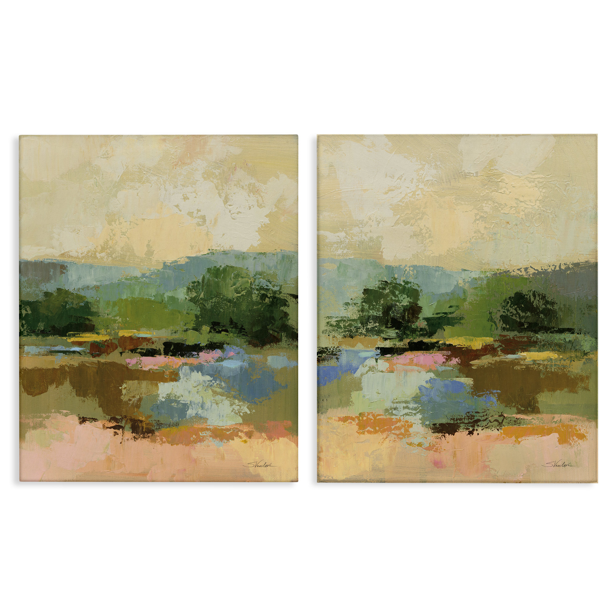 Winston Porter Across the River Landscape 2 PC Canvas Wall Art Set by ...