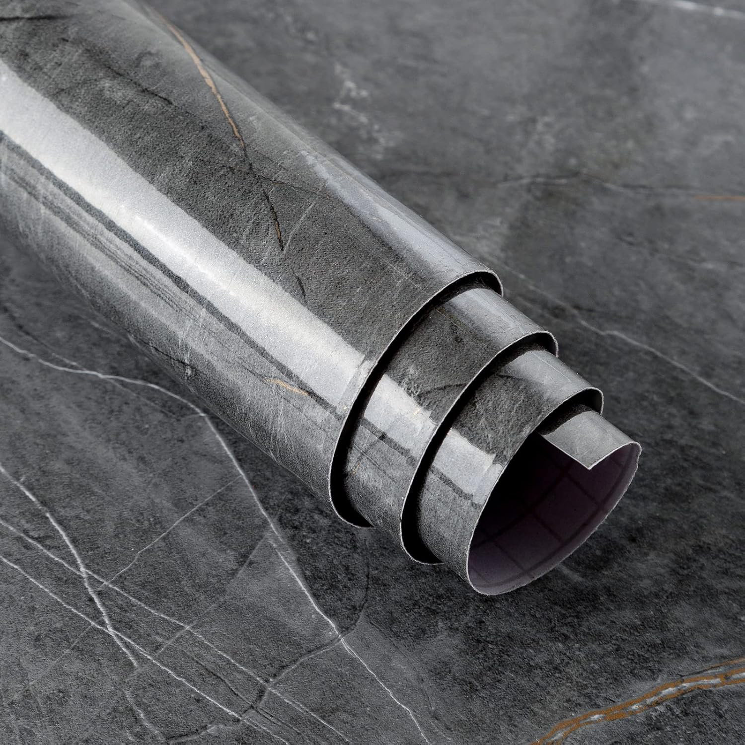 Ivy Bronx Gray Marble Contact Paper Roll - Glossy Finish, 16"X354" Peel ...