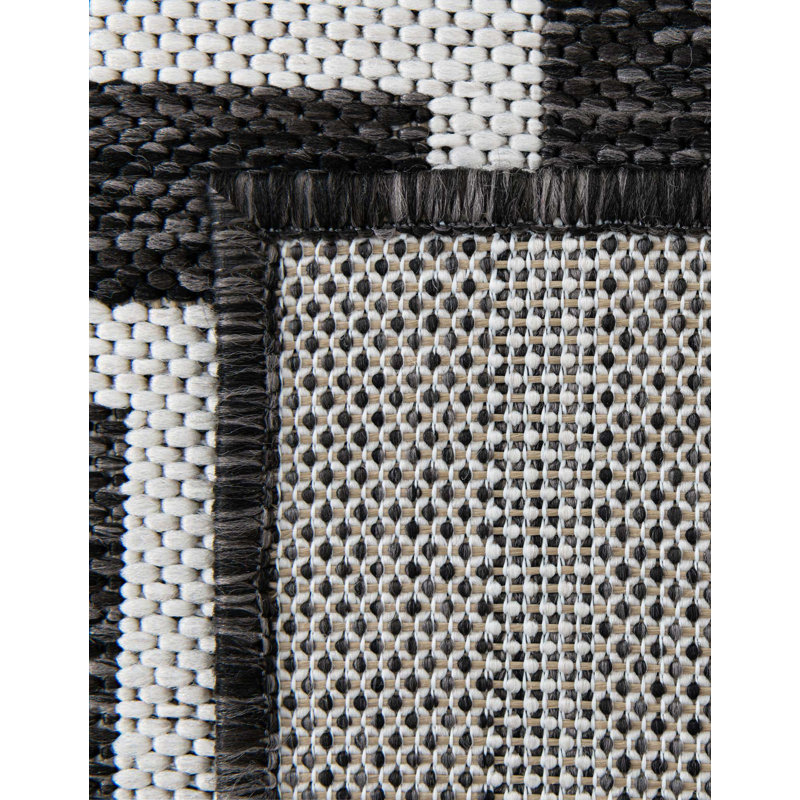 Unique Loom Black/White Indoor/Outdoor Rug & Reviews | Wayfair