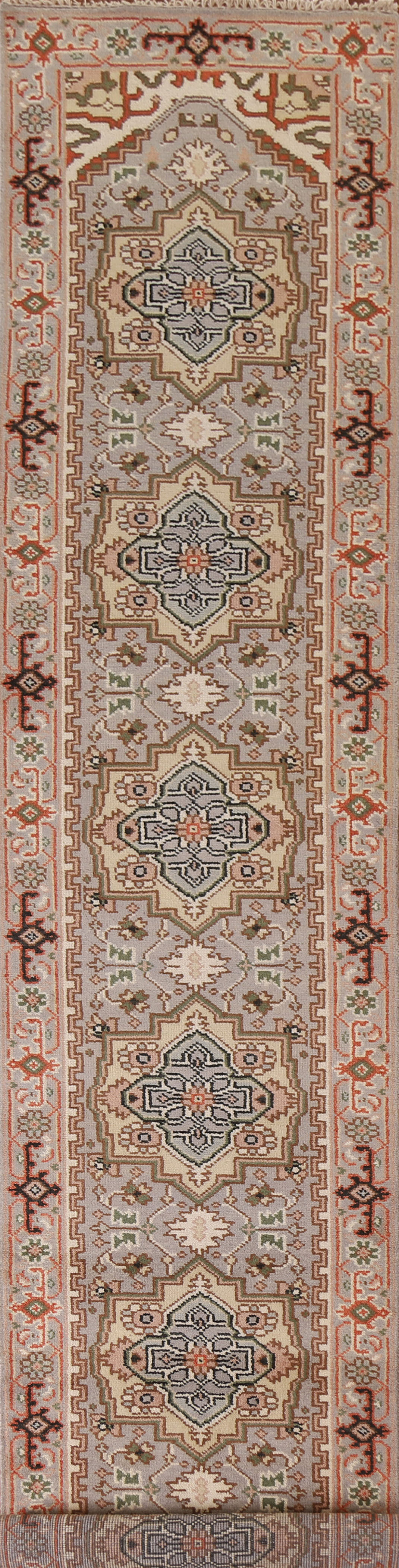 Bloomsbury Market Gray Traditional Handmade Runner Rug 3x14 | Wayfair