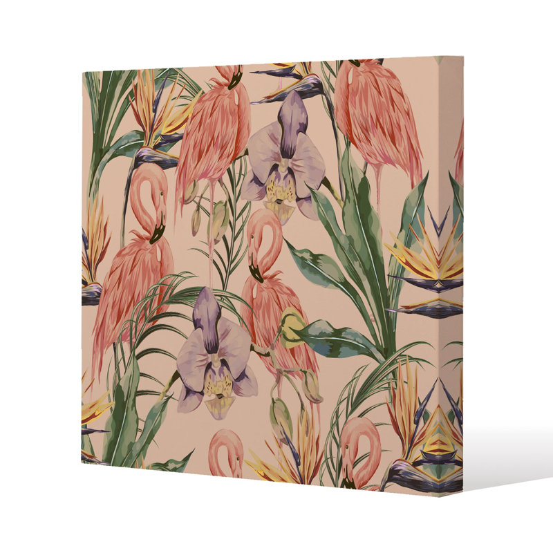World Menagerie Tropical Flamingo Slim Style Canvas Print, 15mm Slim ...