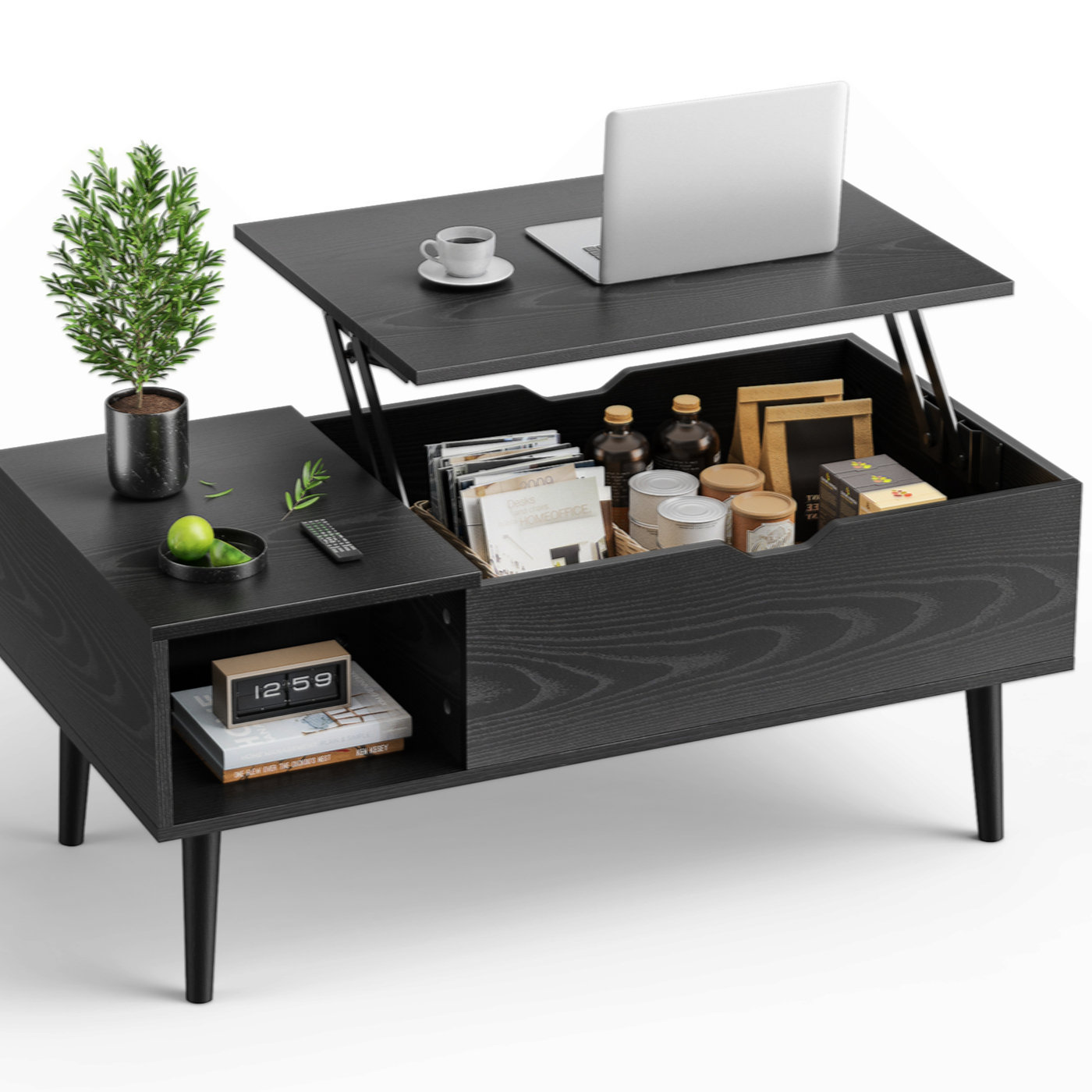 George Oliver Lift Top Coffee Storage Wood Tables With Hidden ...