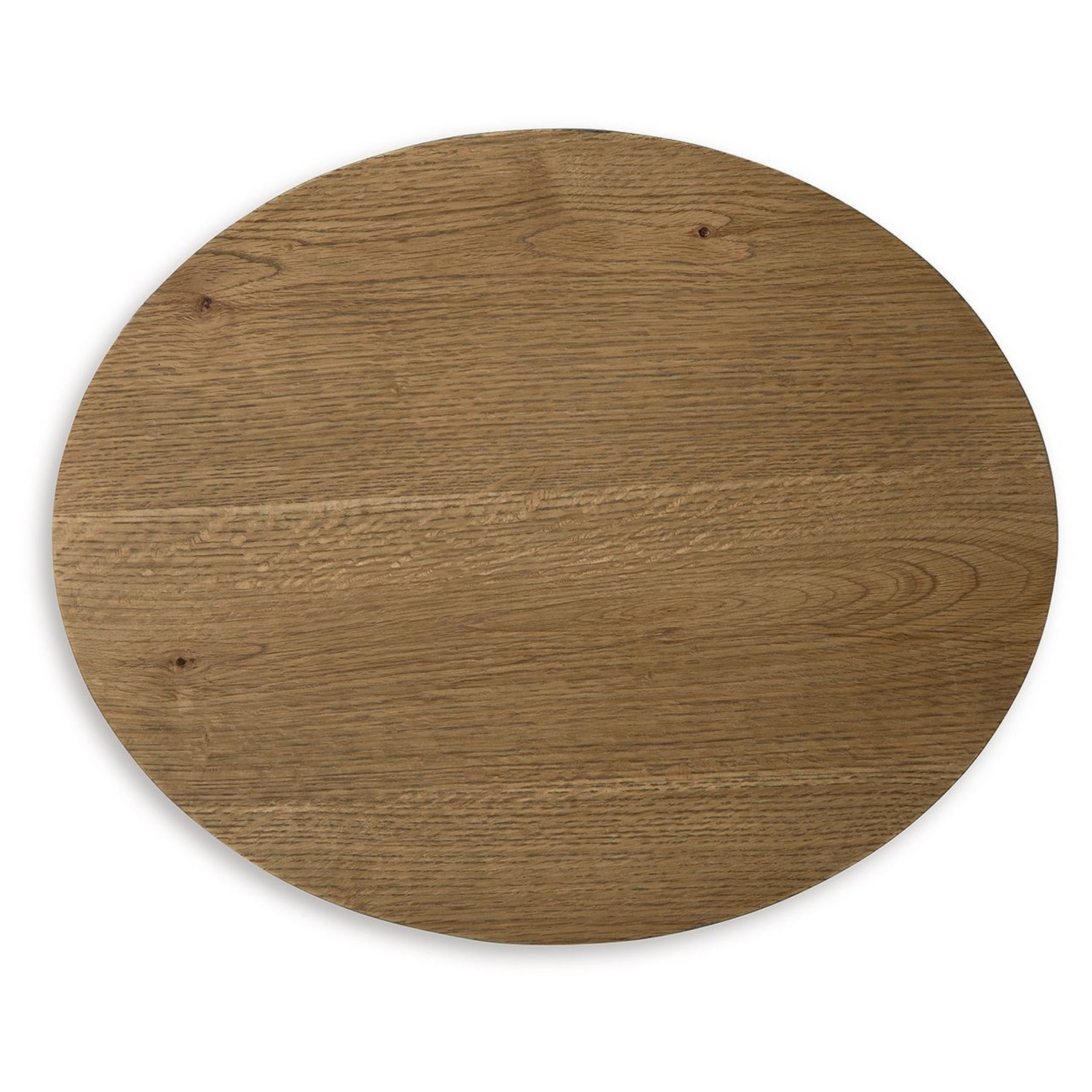 Benjara Anay Side End Table, Oval Plank Top, 24 Inch Brown Rustic Oak ...