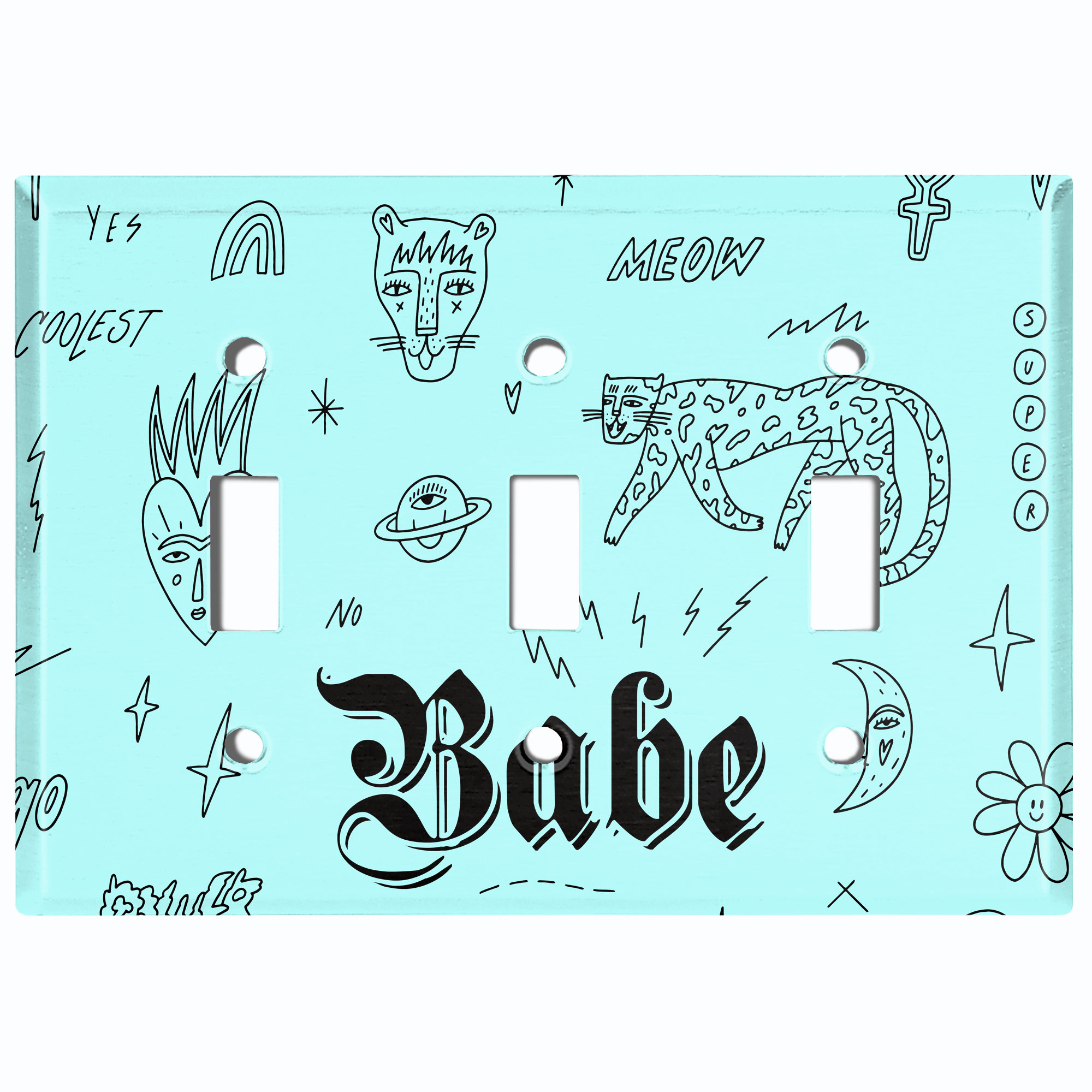 WorldAcc Cute Babe Cartoon Boho 3-Gang Toggle Light Switch Wall Plate ...