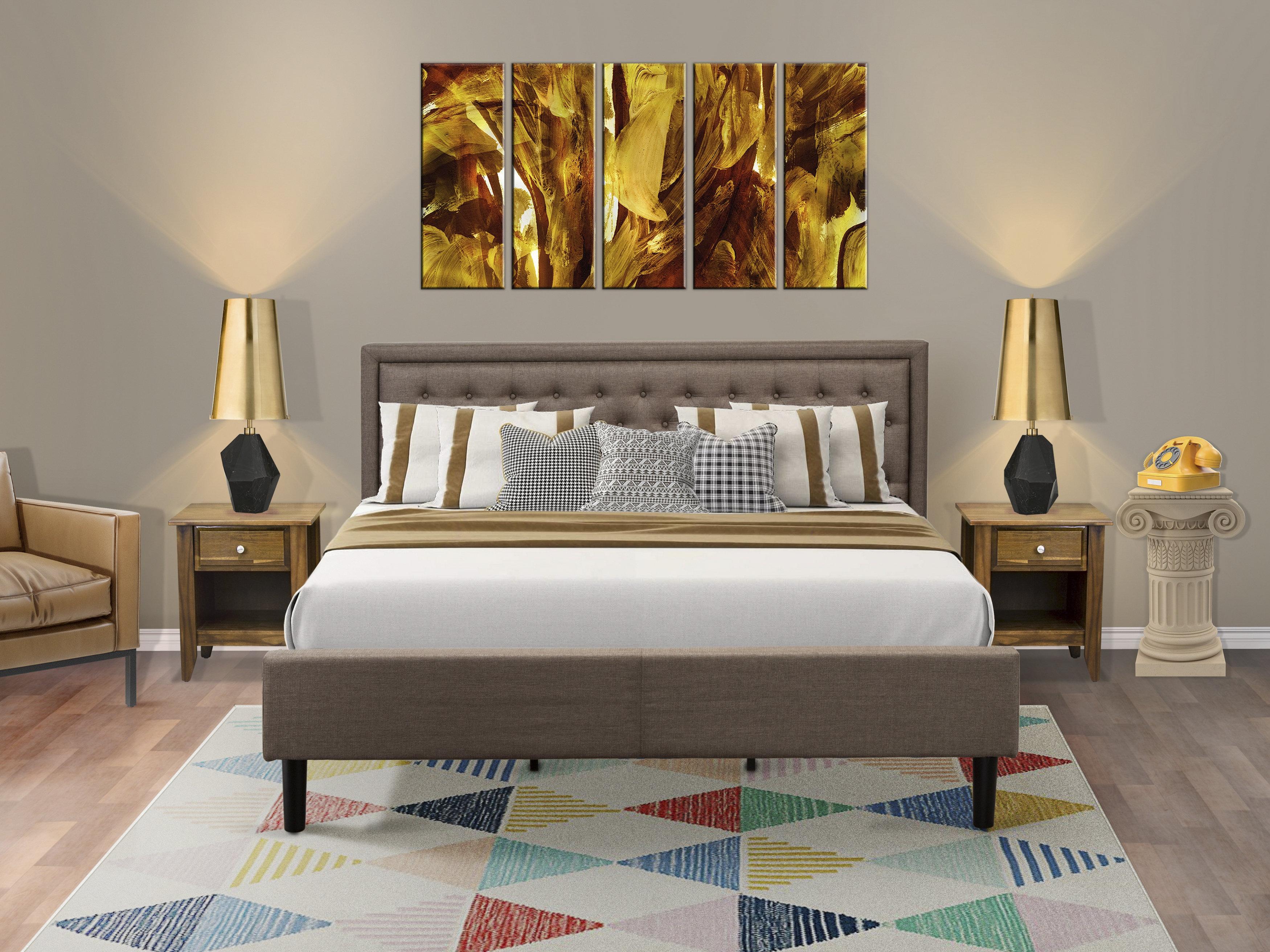 Red Barrel Studio Balkova Upholstered Platform 3 Piece Bedroom Set ...