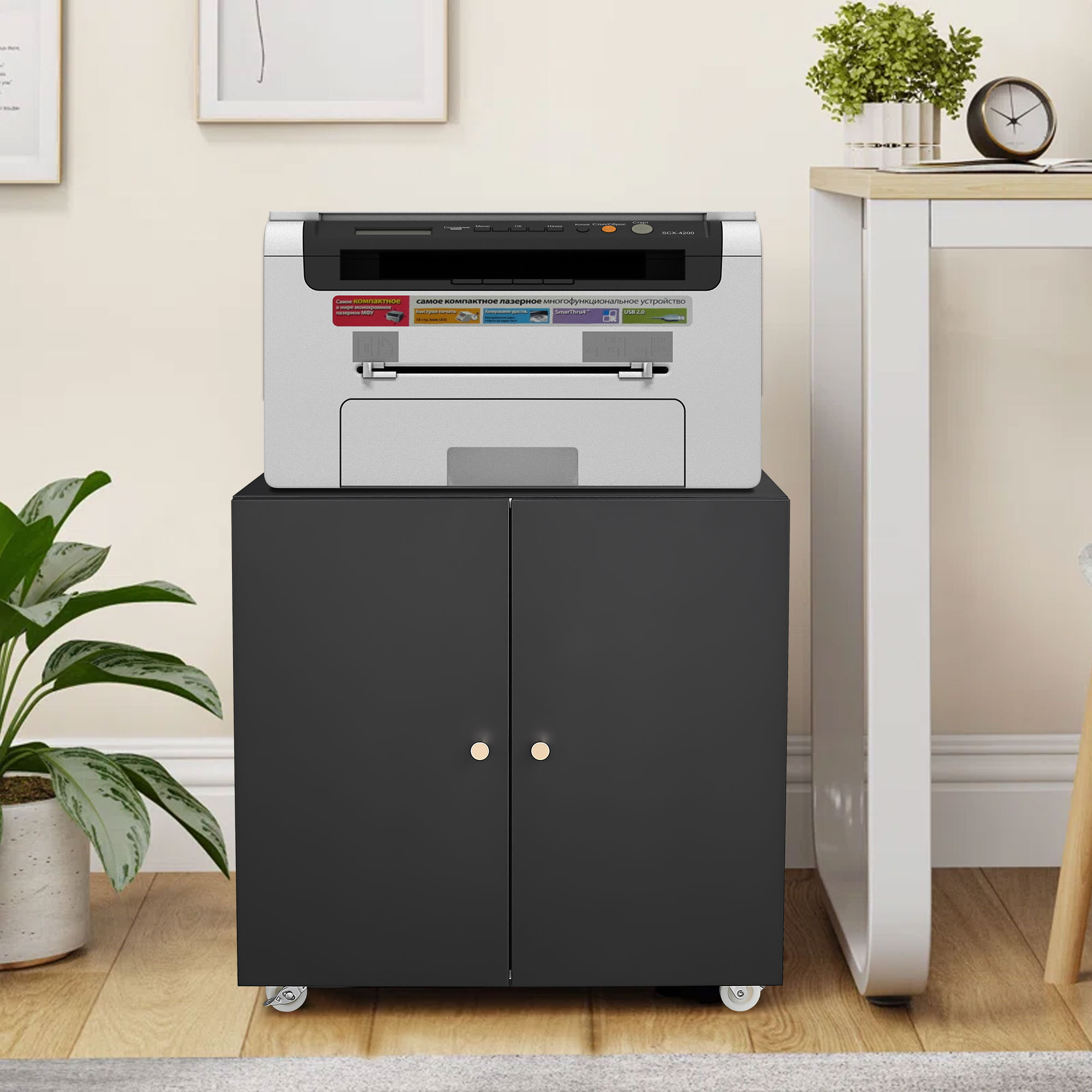 Latitude Run® 19.6"H Metal Printer Stand Filing Cabinet With Wheels And ...