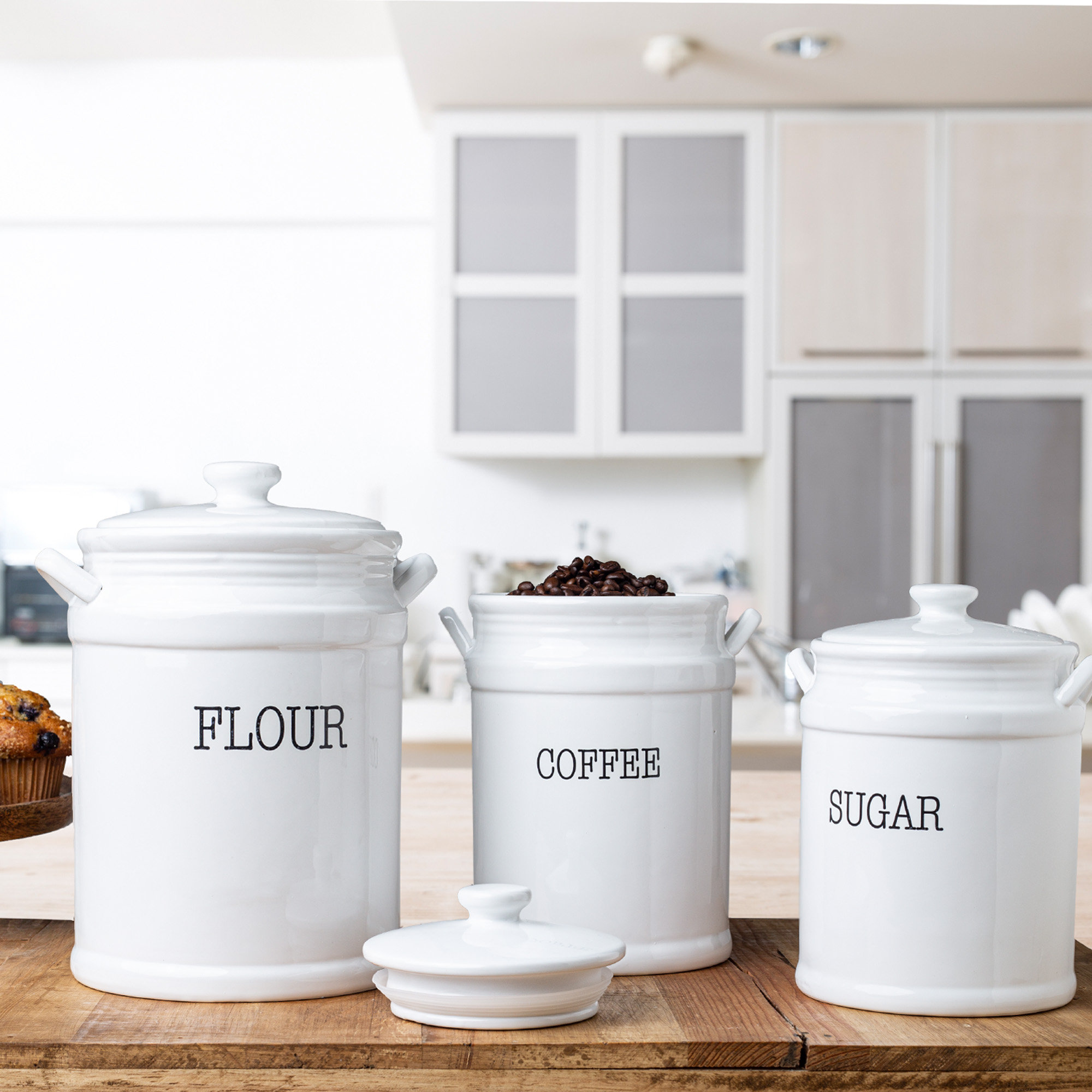 Gracie Oaks Fiddle and Fern Kitchen Canister Set (Set of 3) & Reviews ...