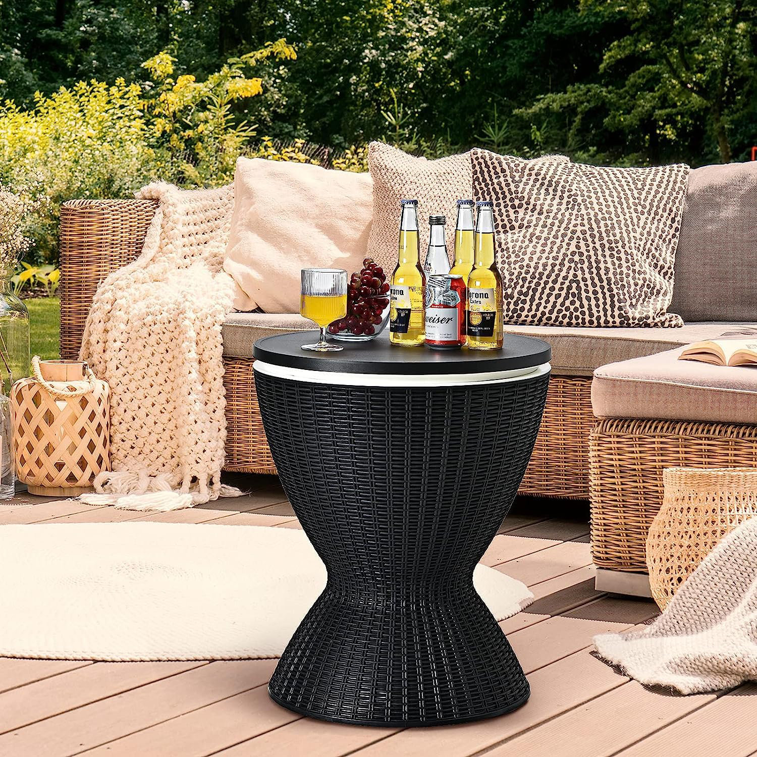 Lark Manor™ Outdoor Cooler Side Table, Patio Bar Table W/ 8 Gallon Beer ...